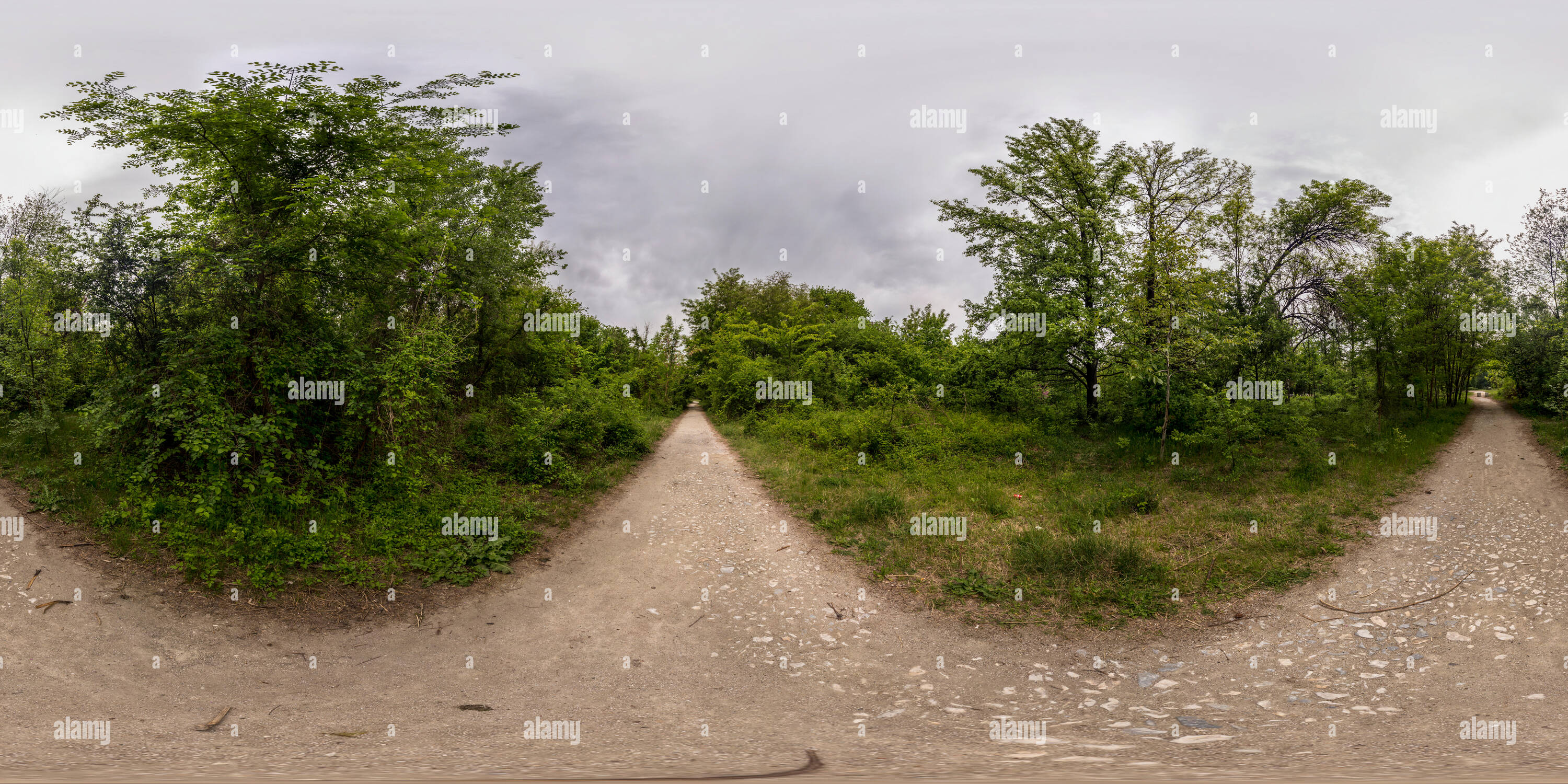 360° view of 380 by 180 degrees spherical panorama of a footpath at the ...