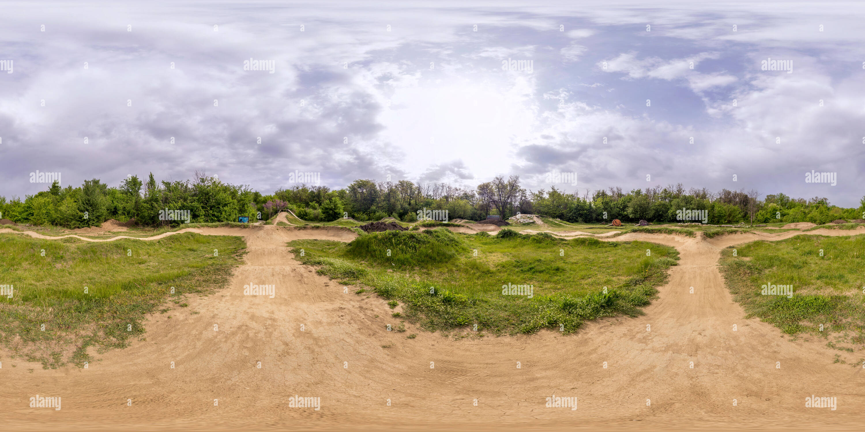 360° view of 380 by 180 degrees spherical panorama of a bicycle track ...