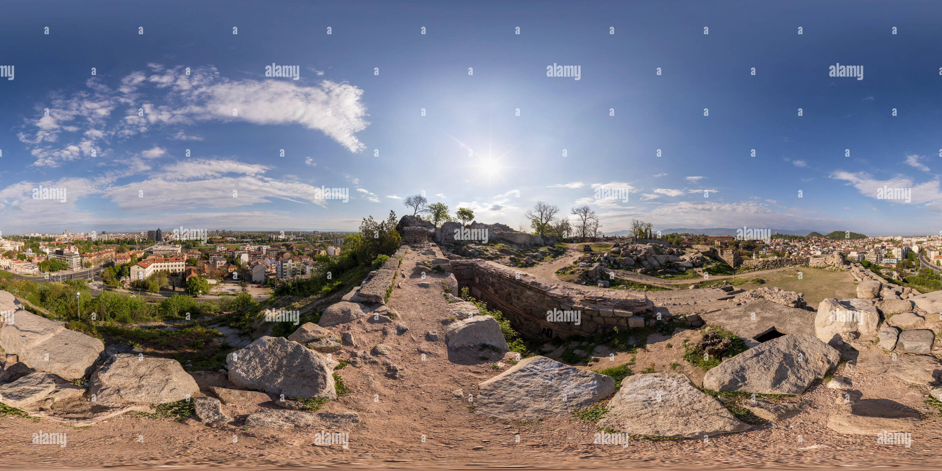 360° view of 380 by 180 degrees spherical panorama of Nebet tepe - one ...