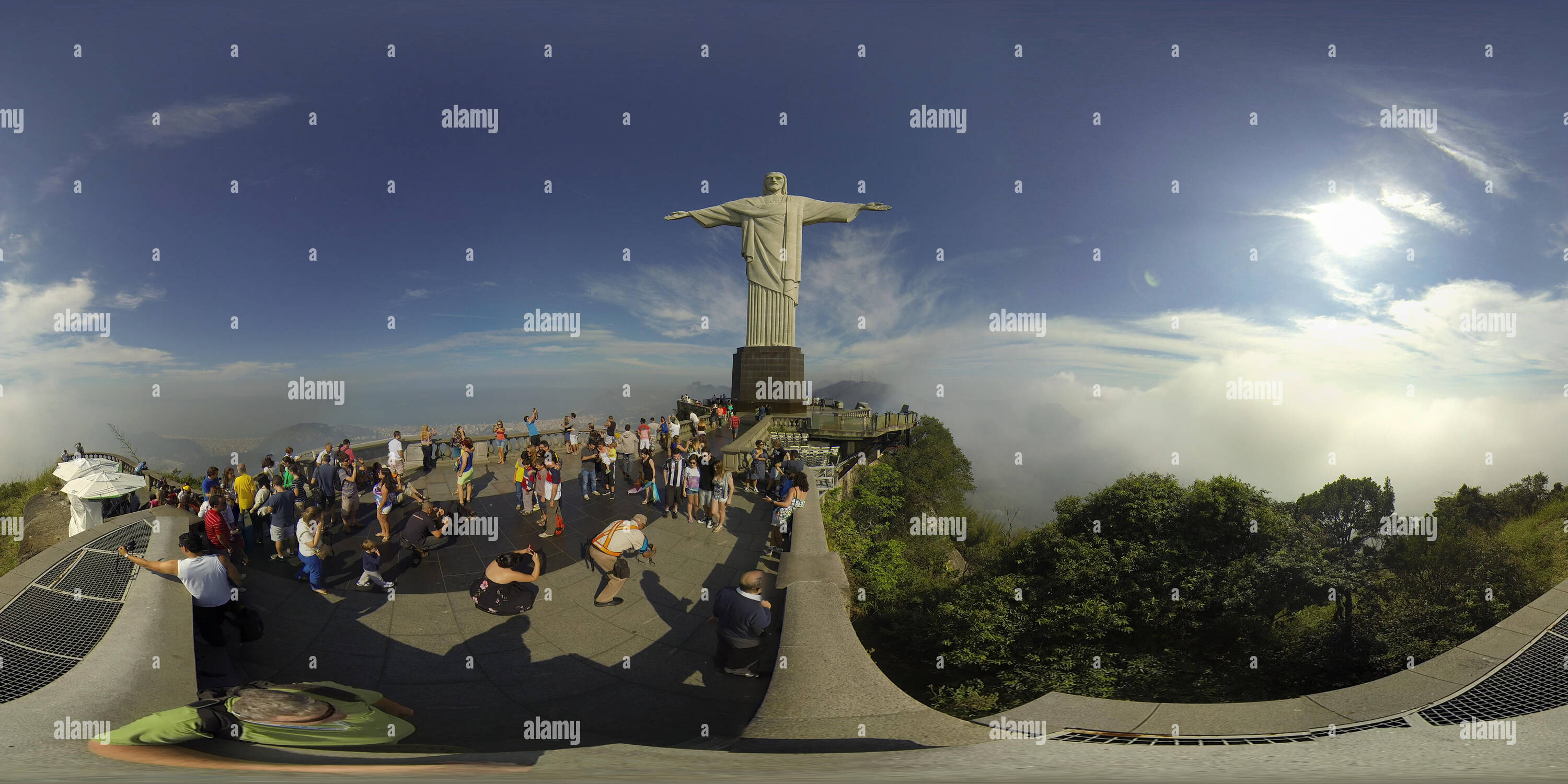 360° view of Christ the Redeemer Monument in fog in Rio de Janeiro ...