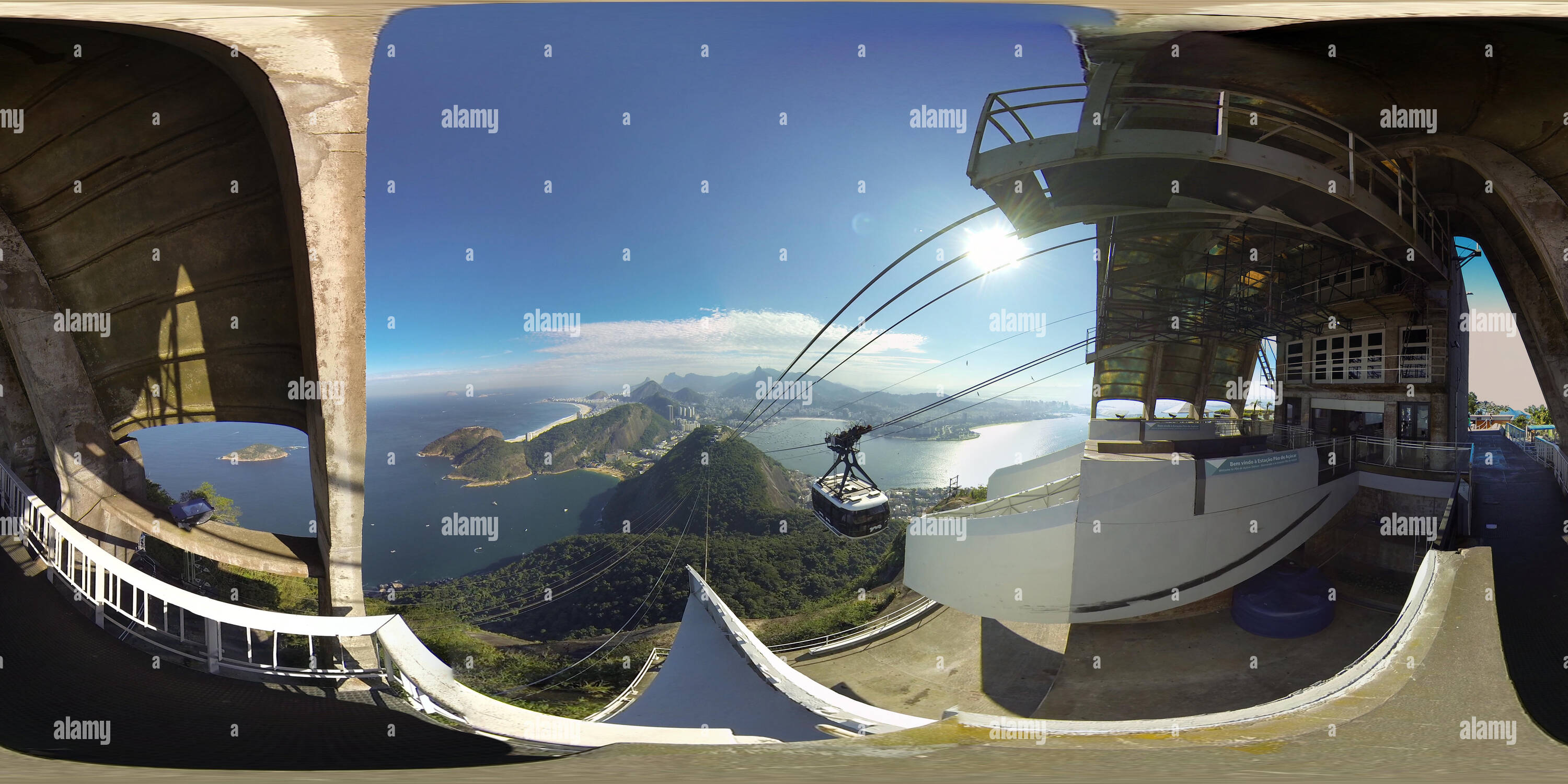 360° view of Sugar Loaf Mountain and cable car Rio de Janeiro Brazil ...