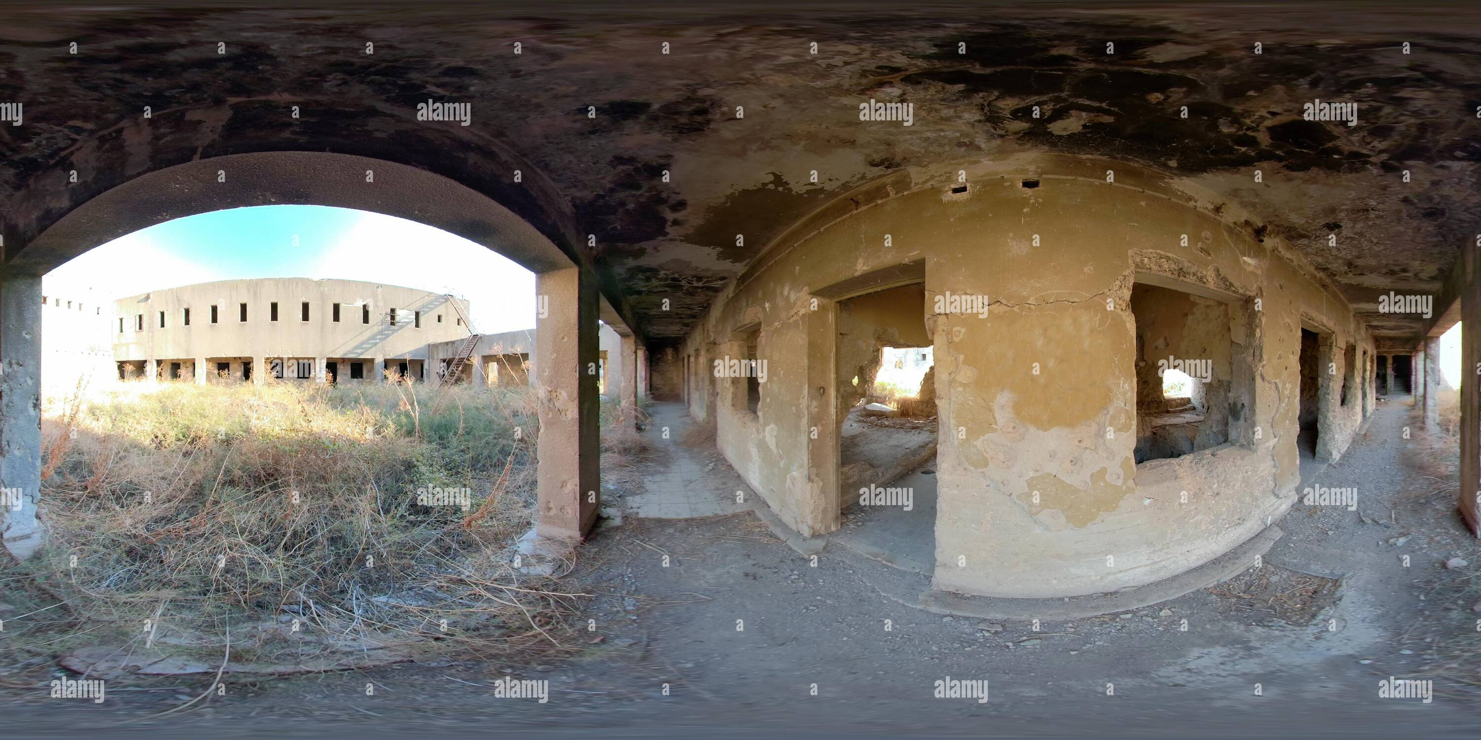 360° view of Inside the abandoned Gesher Tegart fort, a military police ...