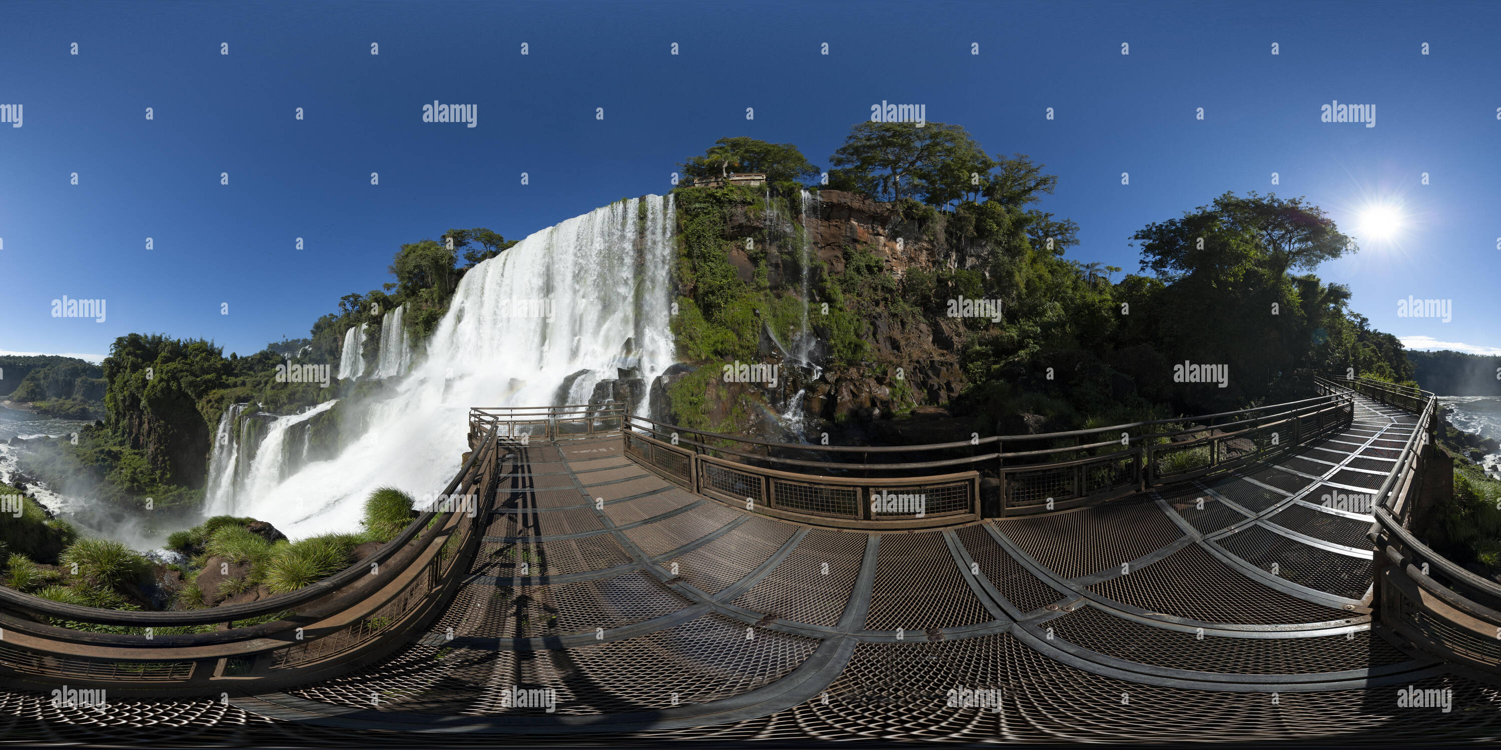 360° view of The Iguazu Falls on the border of Argentina, Brazil ...