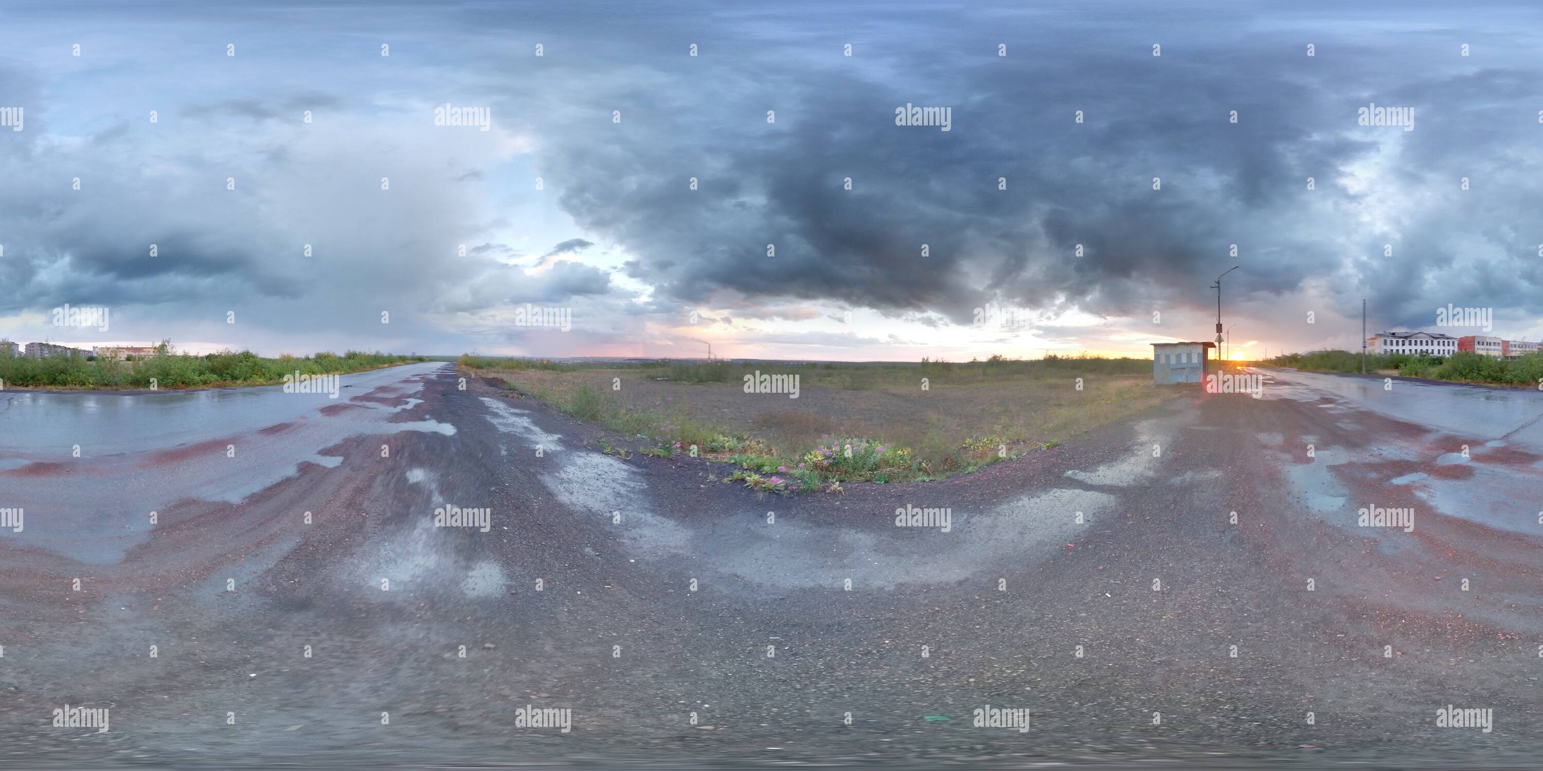 360° view of Bus stop at Tsementnozavodski settlement - Alamy