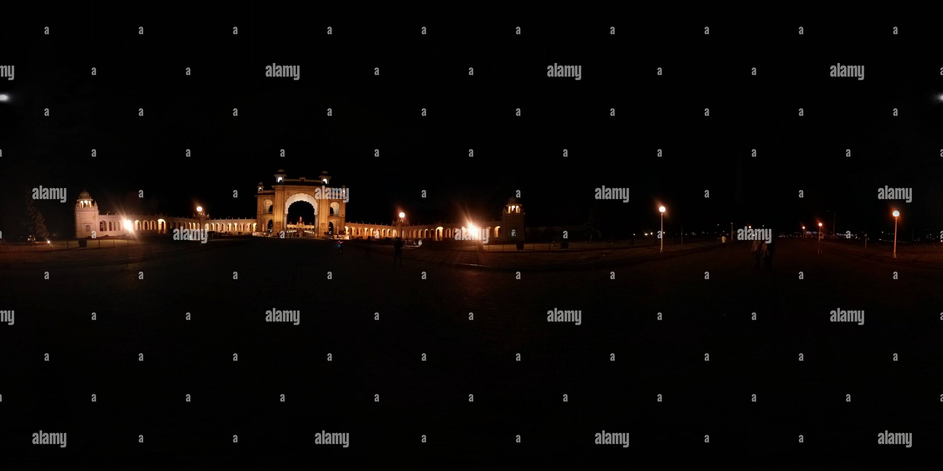 360° view of Mysore Palace east gate at night - Alamy
