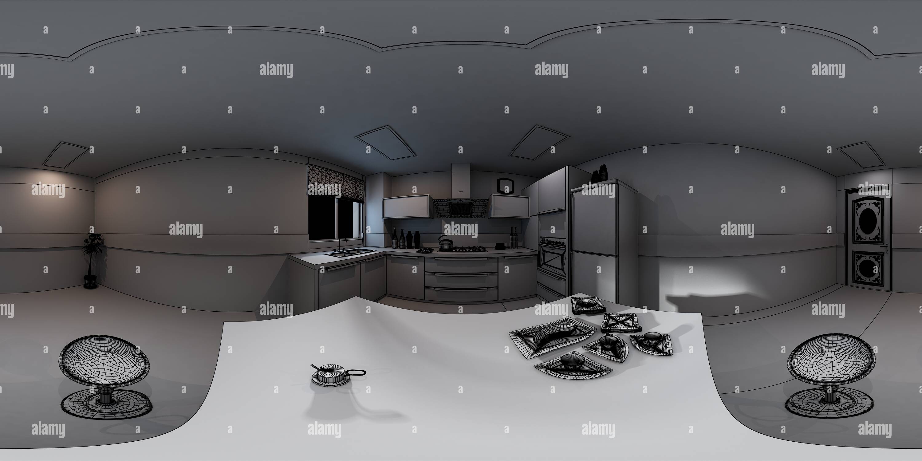 360° view of 3D 360 Max Kitchen concept - Alamy