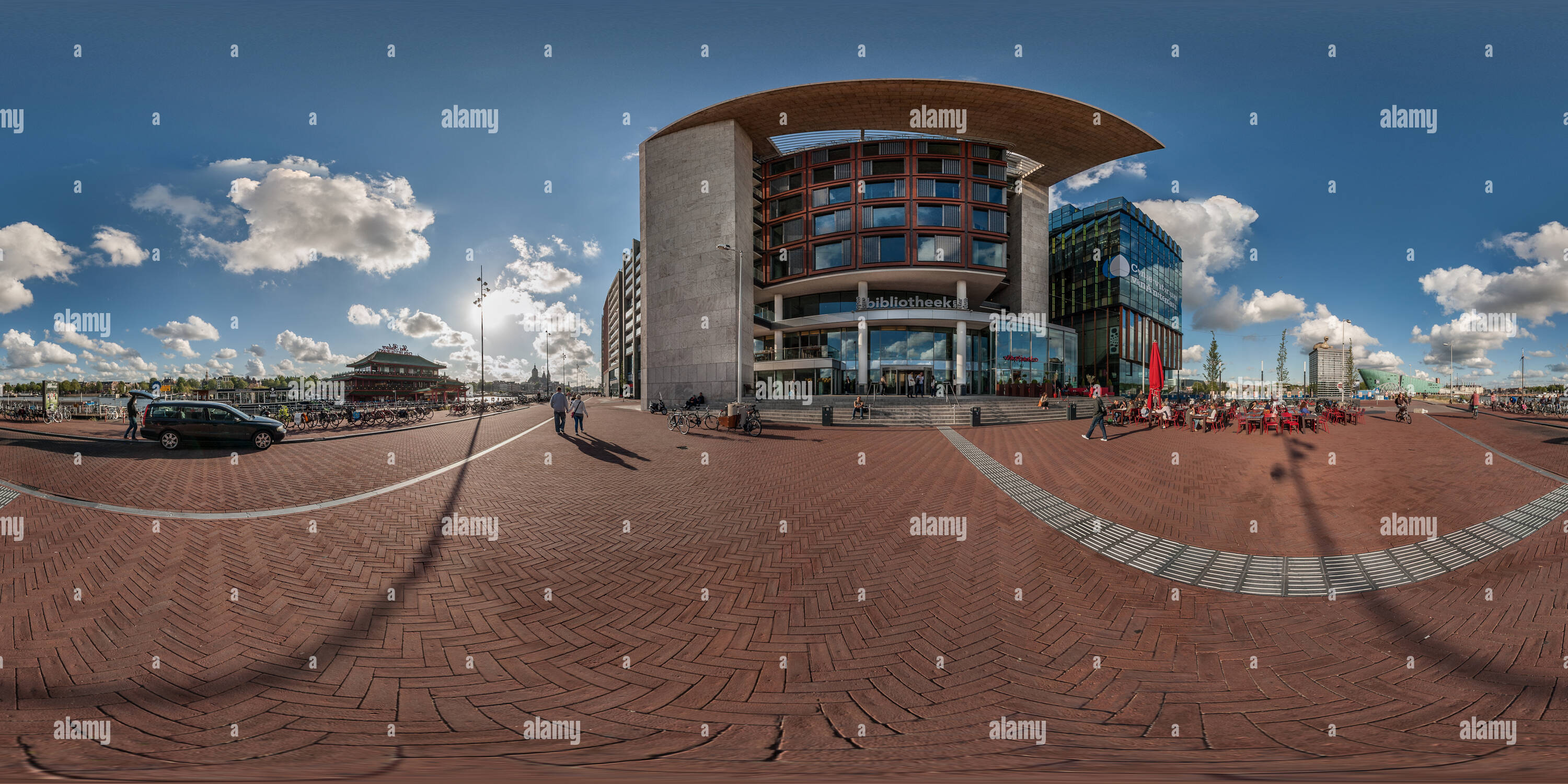 360° view of Central Library in Amsterdam (Openbare Bibliqtheek - Alamy