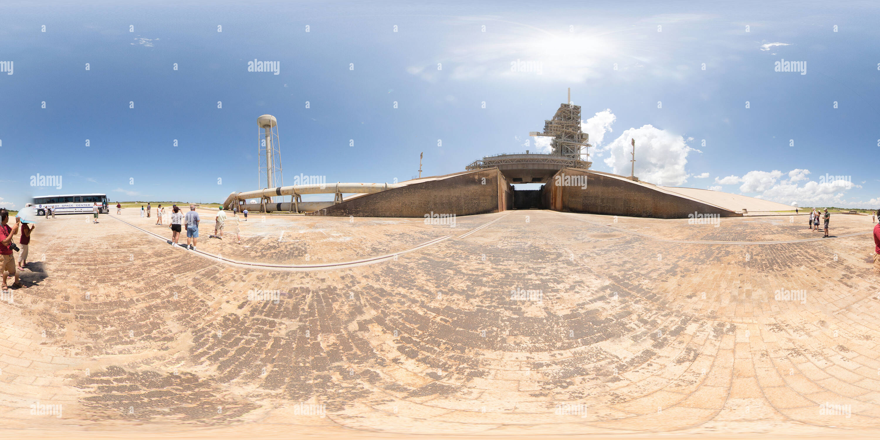 360° view of Space Shuttle Launch pad 39 from the Fire Suppression Pit ...