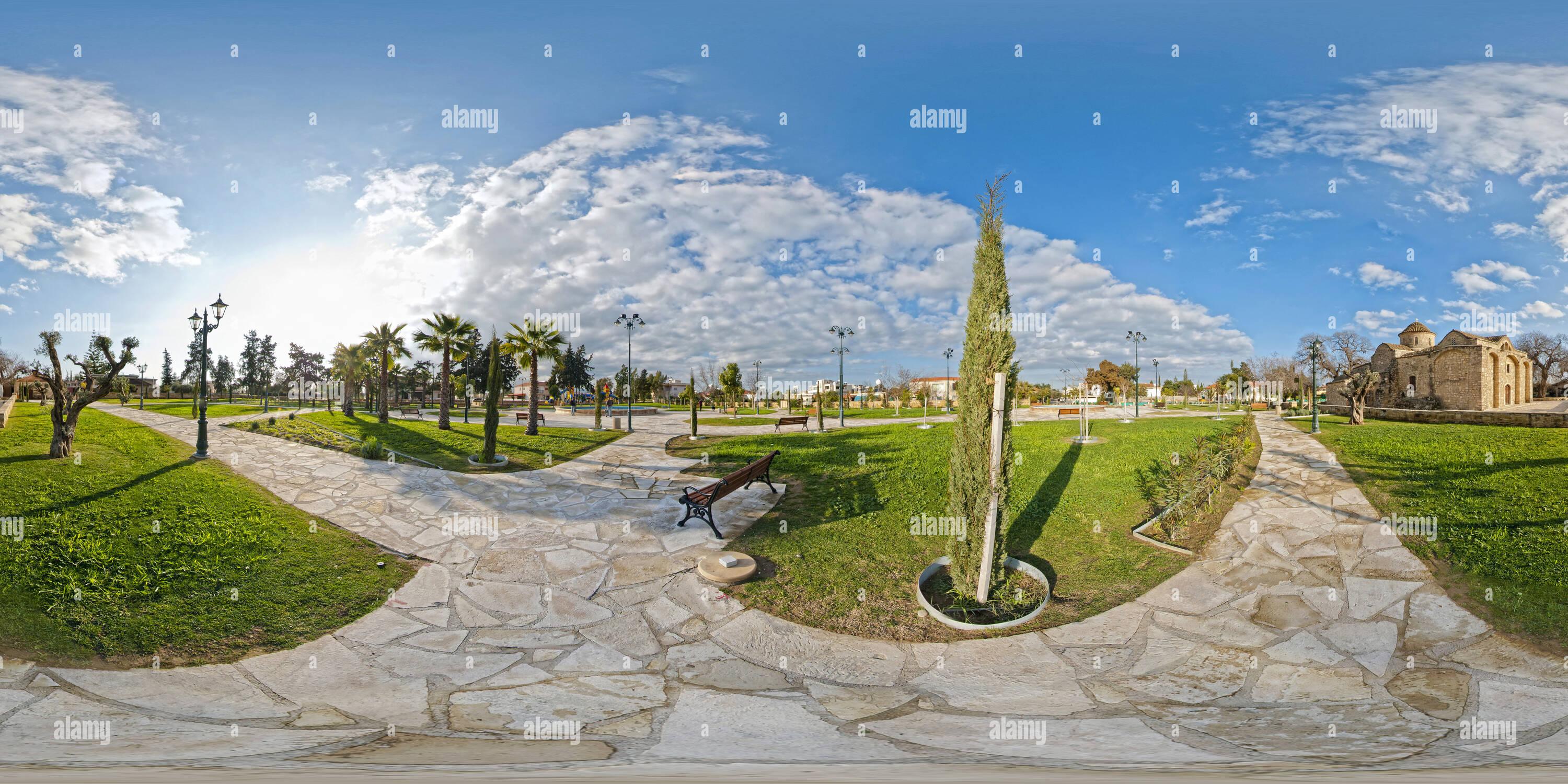 360° view of Angeloktisti Church in Kiti village near Larnaca, Cyprus ...