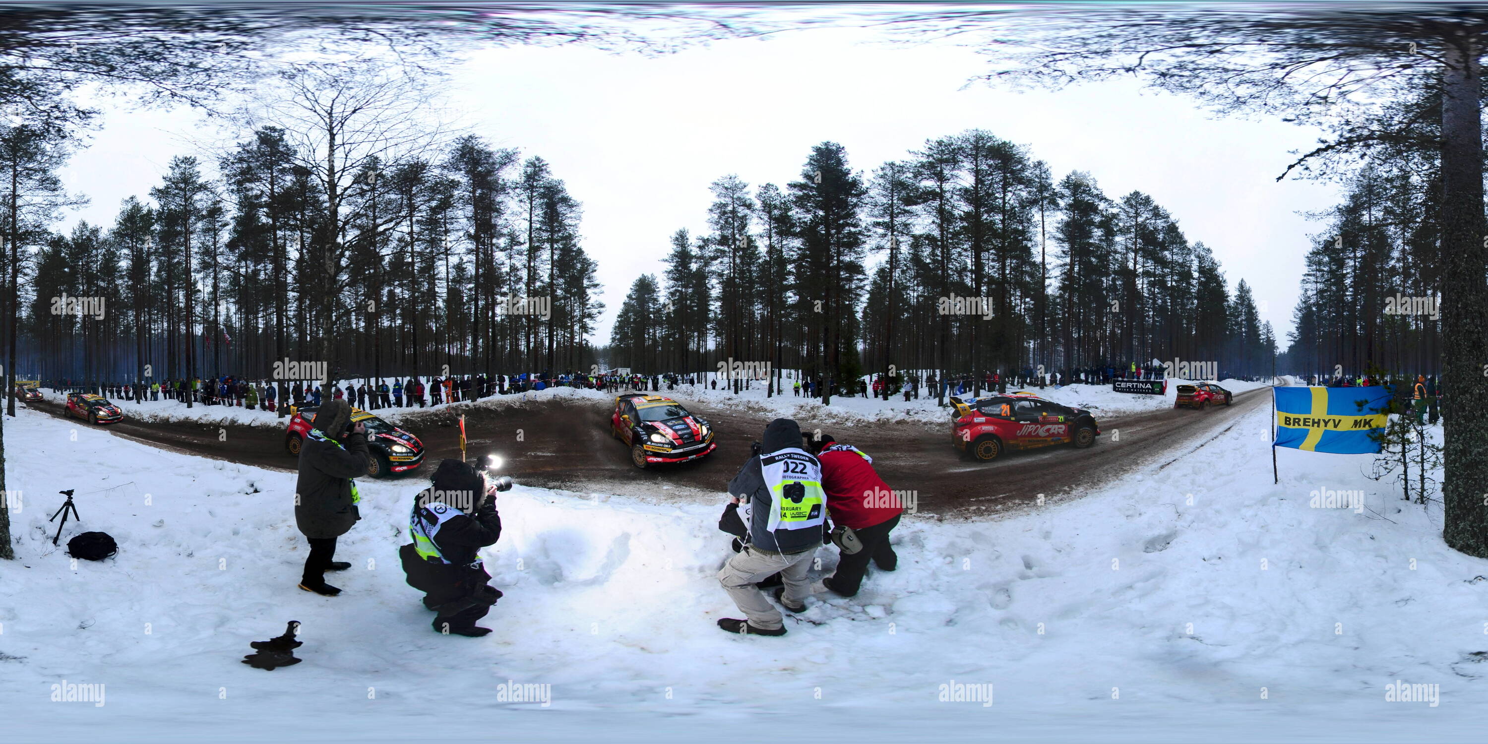 360° view of 2014 WRC Rally Sweden - SS13 Fredriksberg - Martin Prokop ...