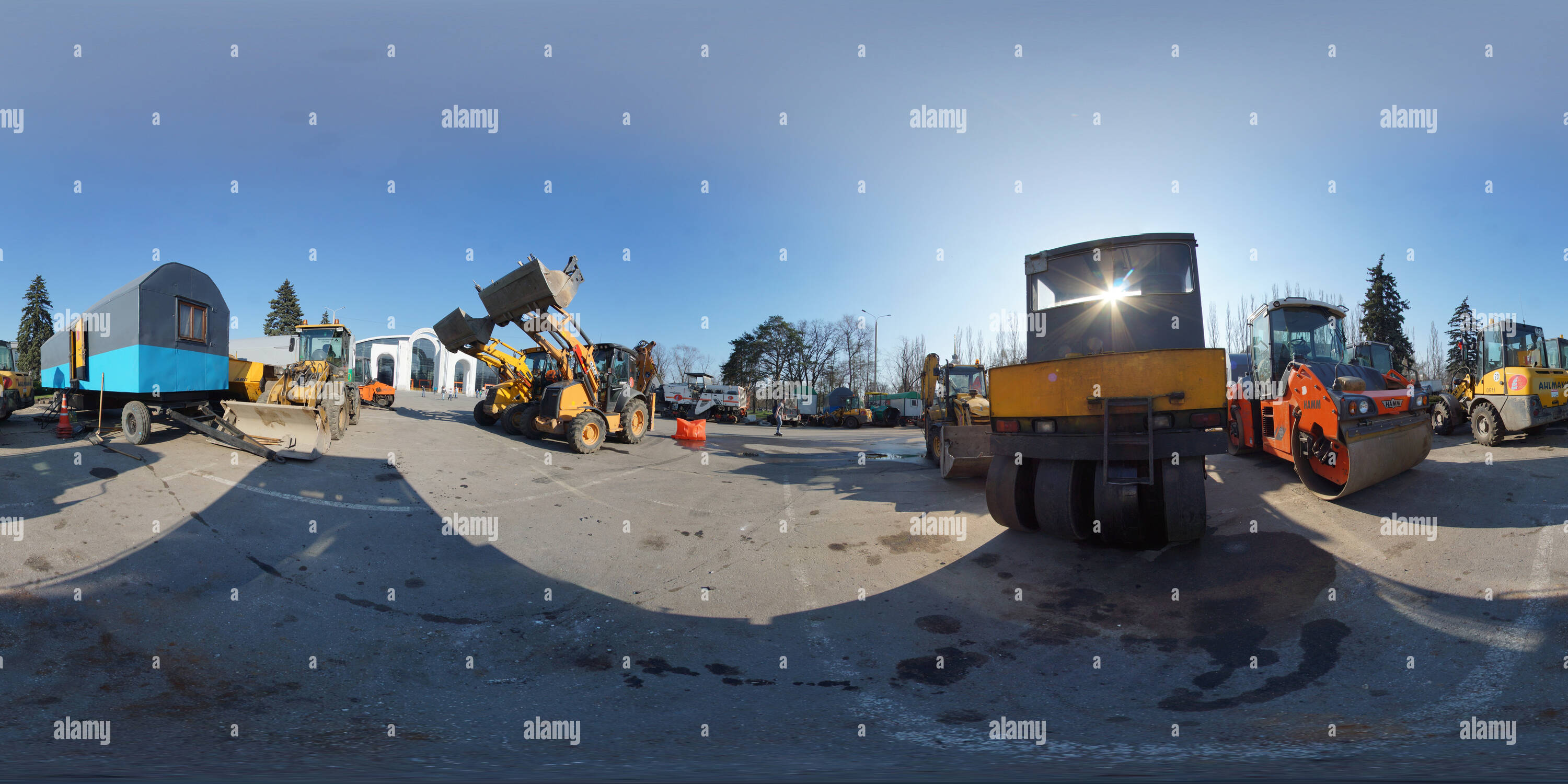 360° view of Road engineering and sun part 1 - Alamy