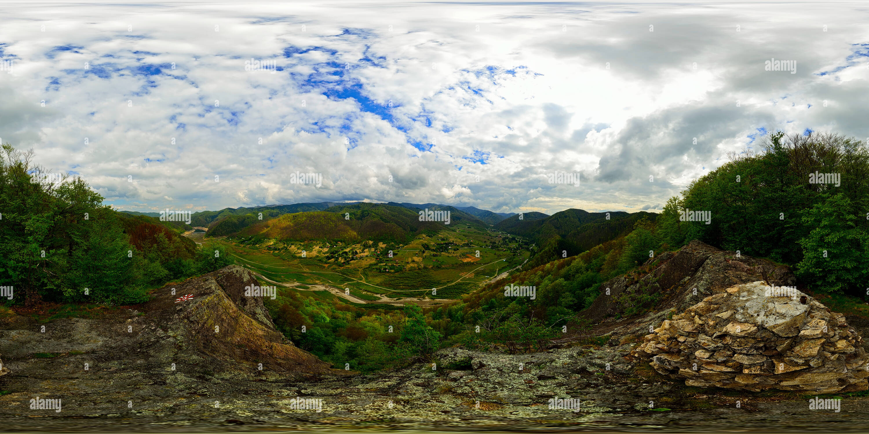 360° view of Valley of Jád - View from the Bulz Cliff - Alamy