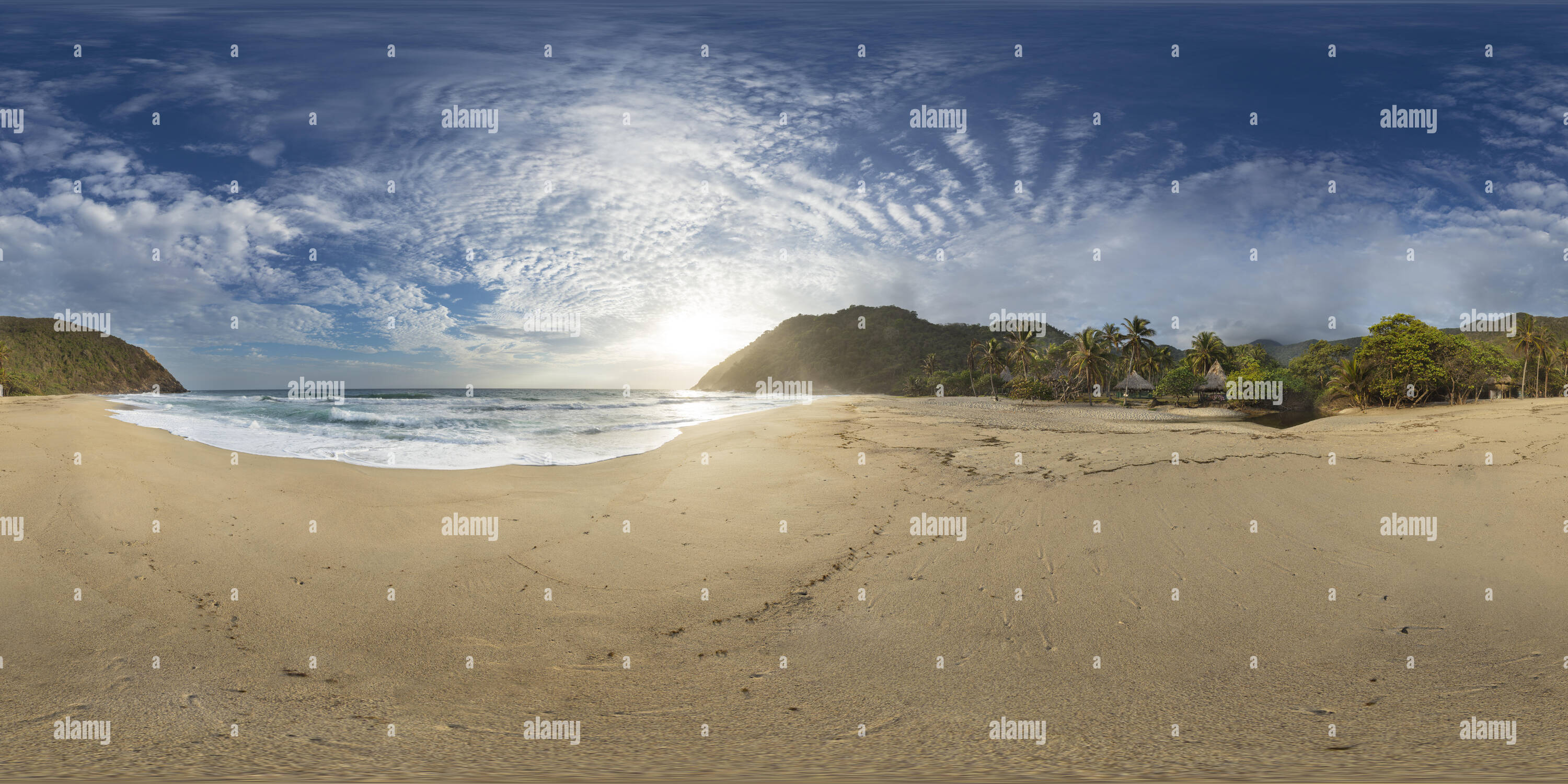 360° view of Playa Brava, in Tayrona National Park, Colombia - Alamy