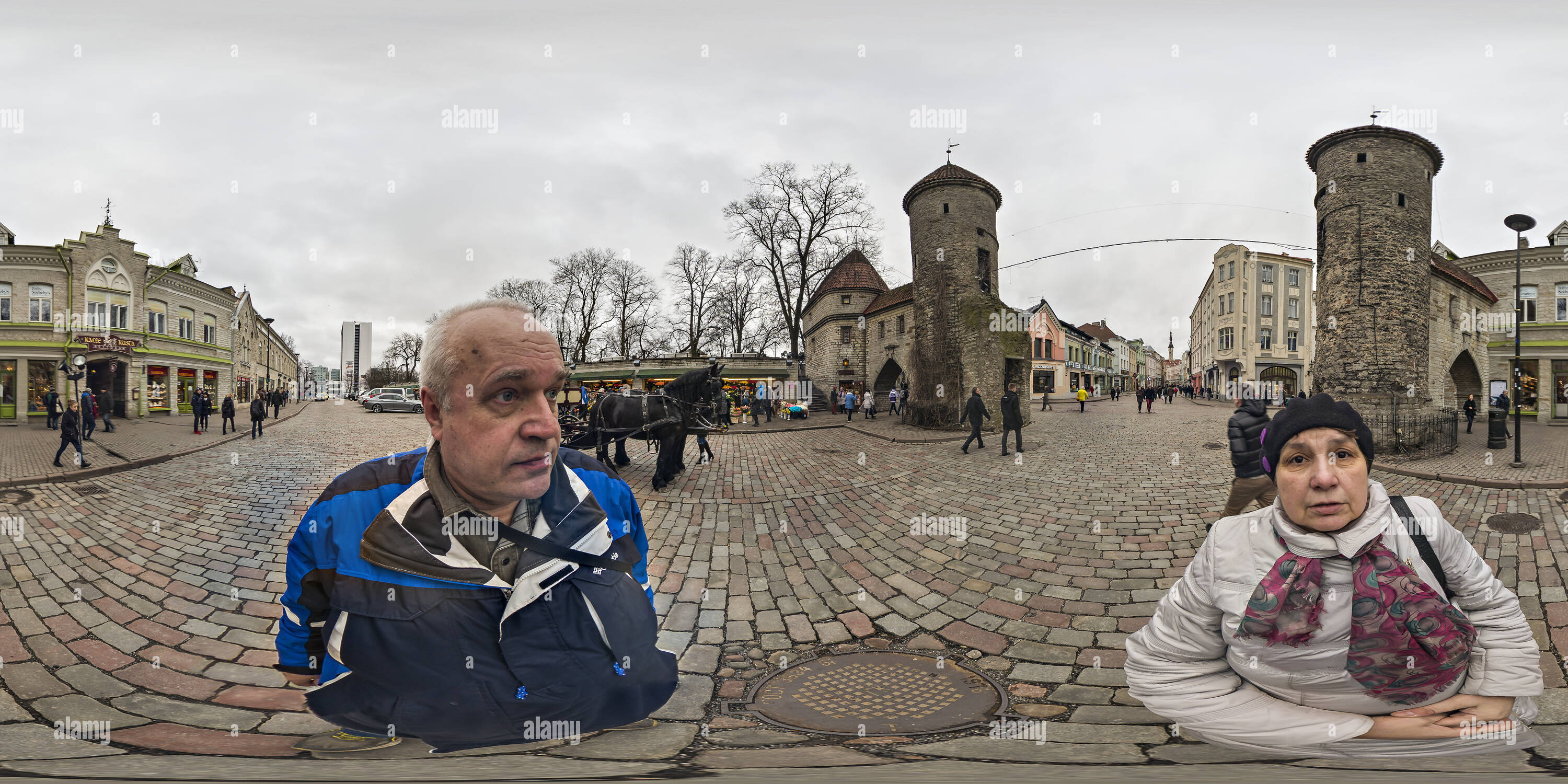 360° view of Viru Gates. Tallinn - Alamy