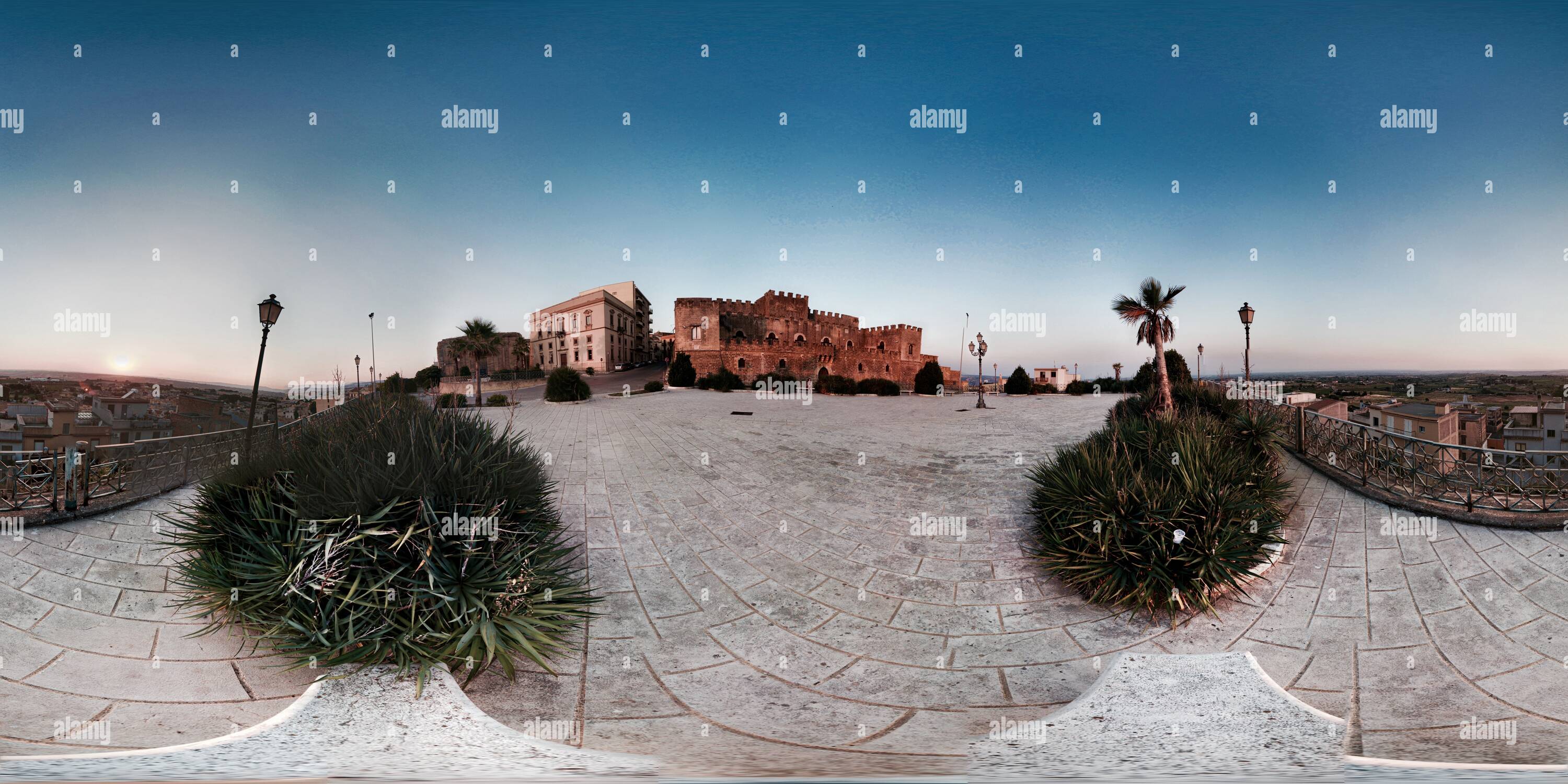 360° view of Barone Adragna Square and Grifeo Castle in Partanna ...