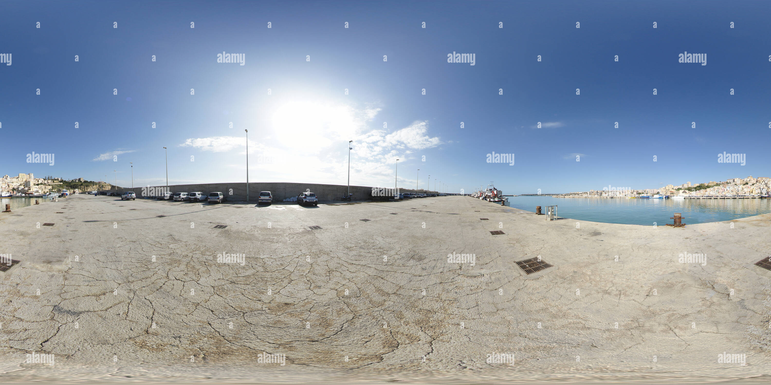 360° view of In the Harbour of Sciacca, Sicily - Alamy