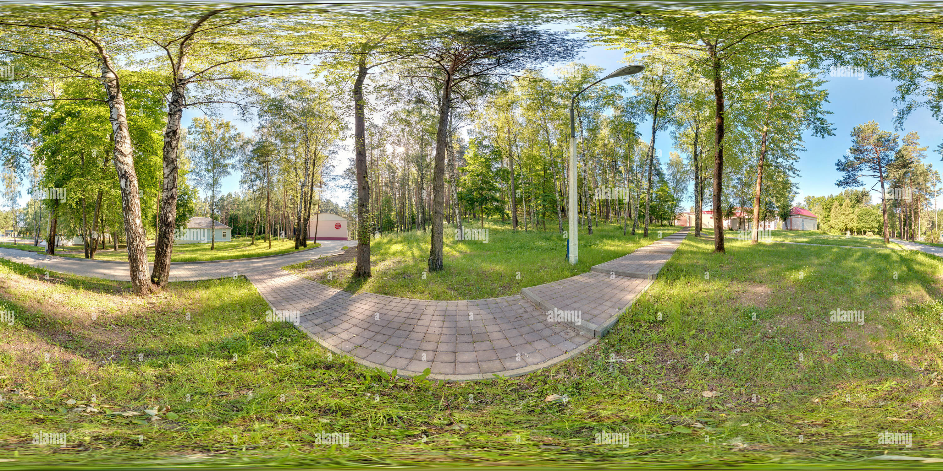 360° view of MINSK, BELARUS - JUNE 26, 2012: Panorama in park forest ...