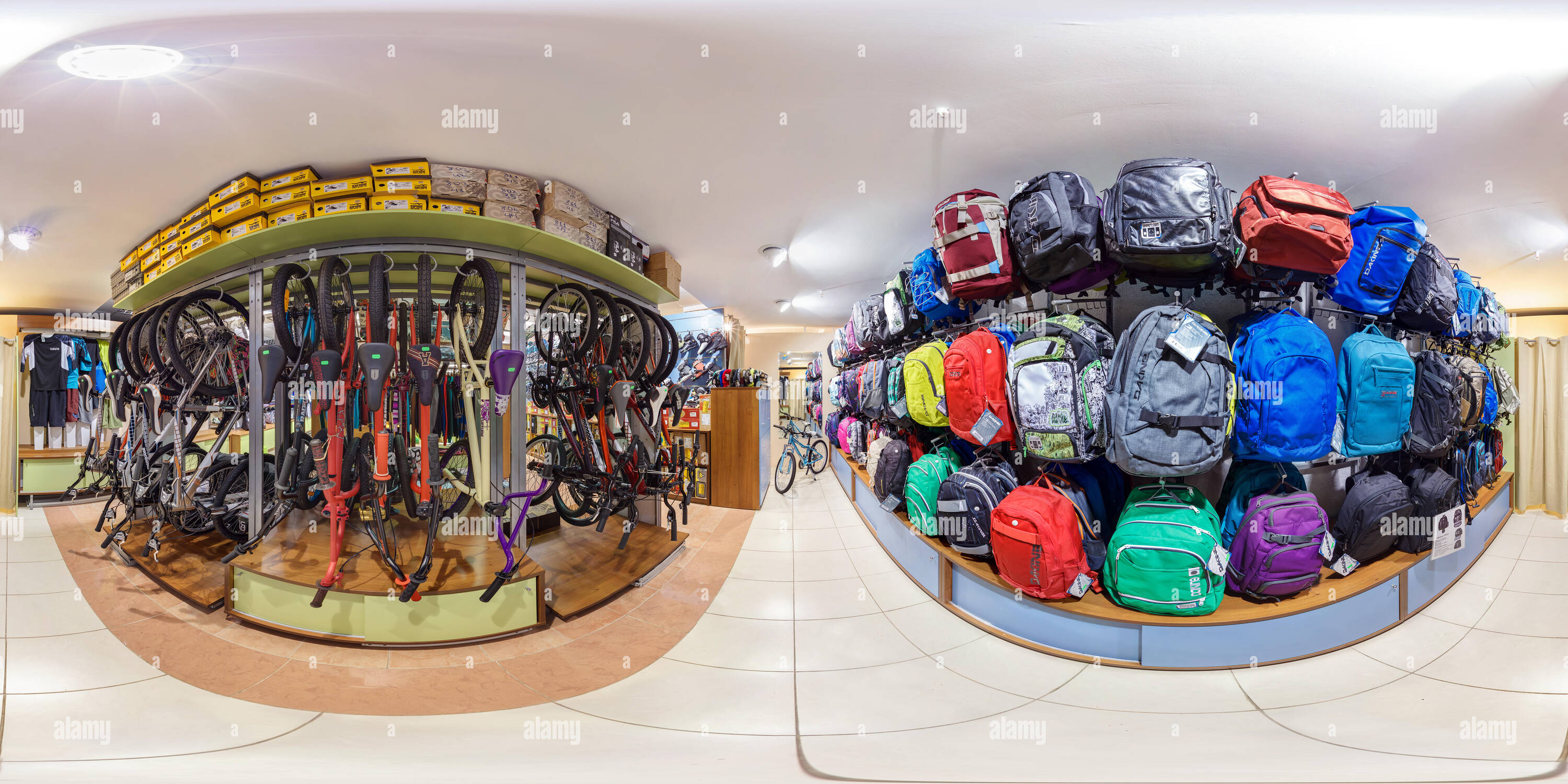 360° view of MINSK, BELARUS - JULY 6, 2012: Panorama in interior store ...