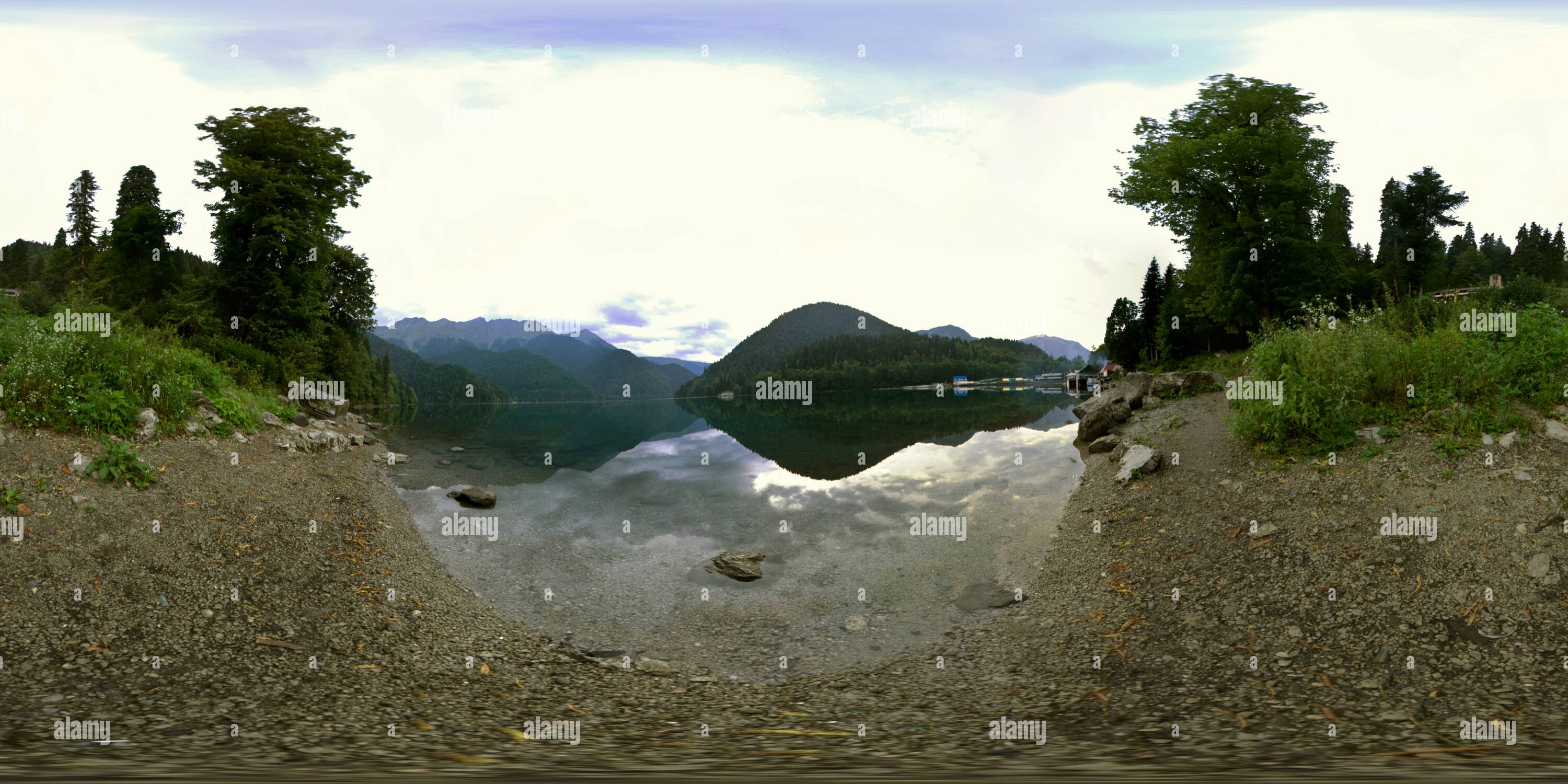 360° view of Lake Ritsa in the Mist - Alamy