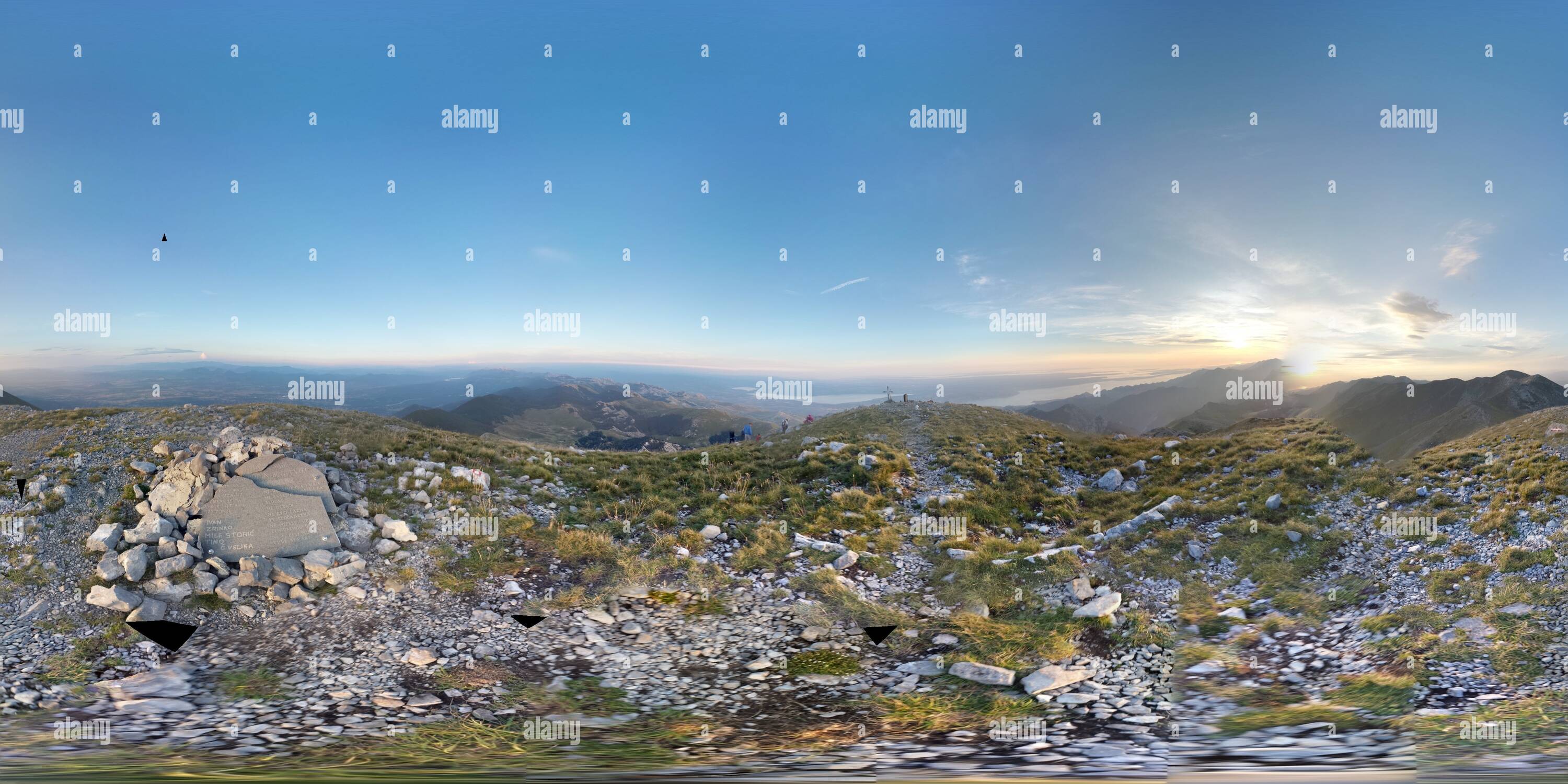 360° view of Sunset panorama taken at mountain summit Sveto Brdo ...