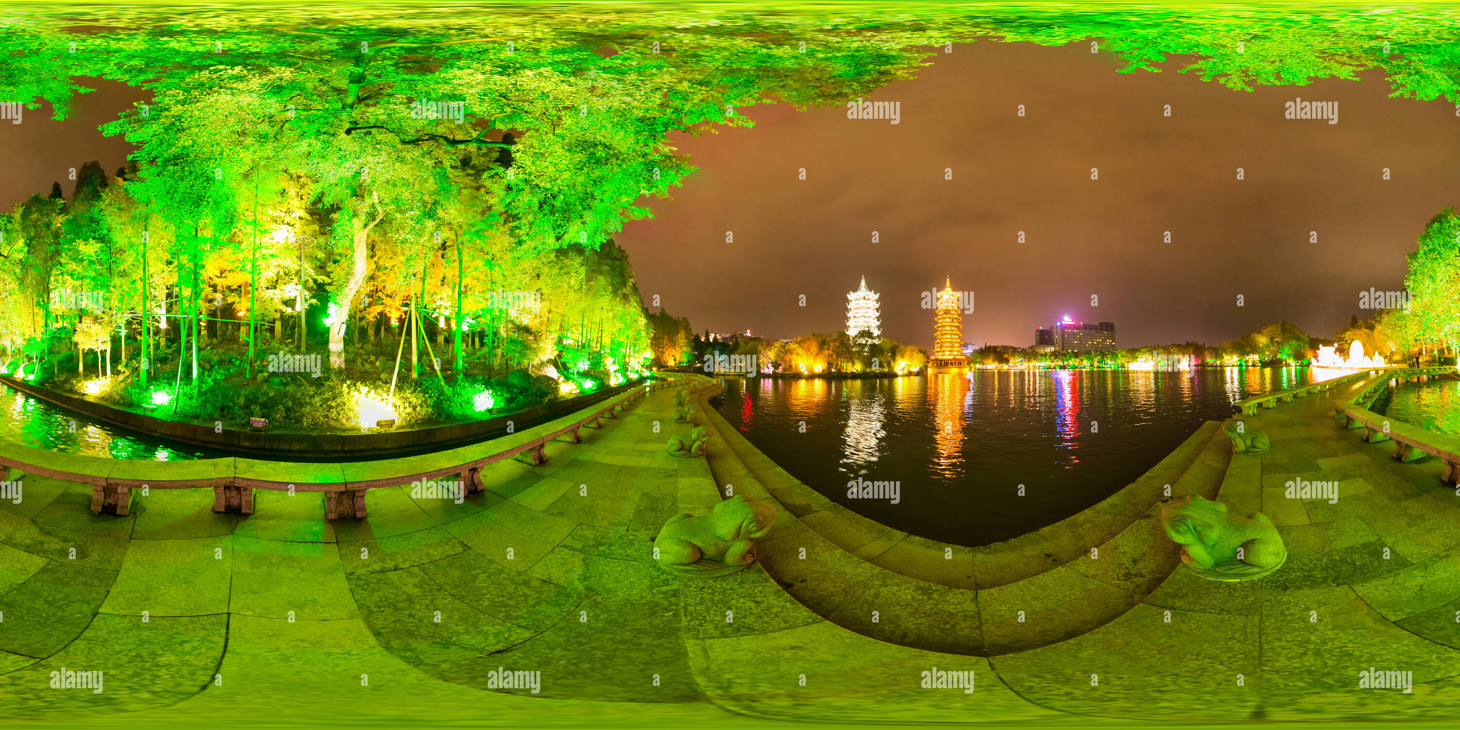 360° view of Night scene at Shahu lake,GUILIN - Alamy