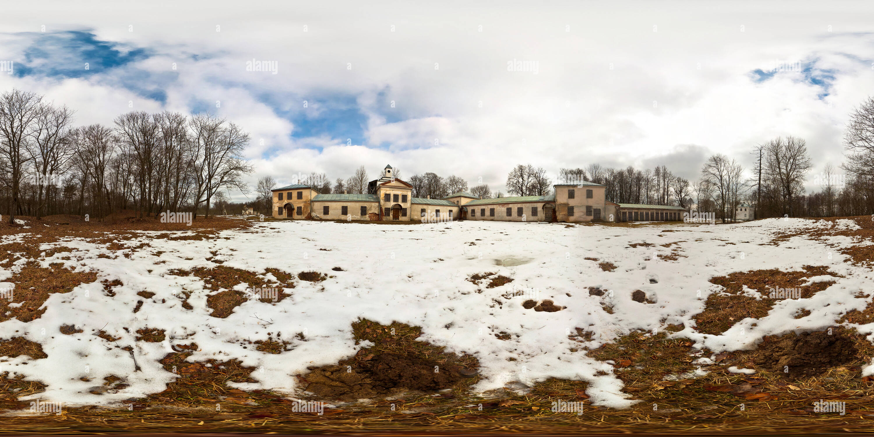 360° view of 360 panorama view near country estate homestead in winter ...
