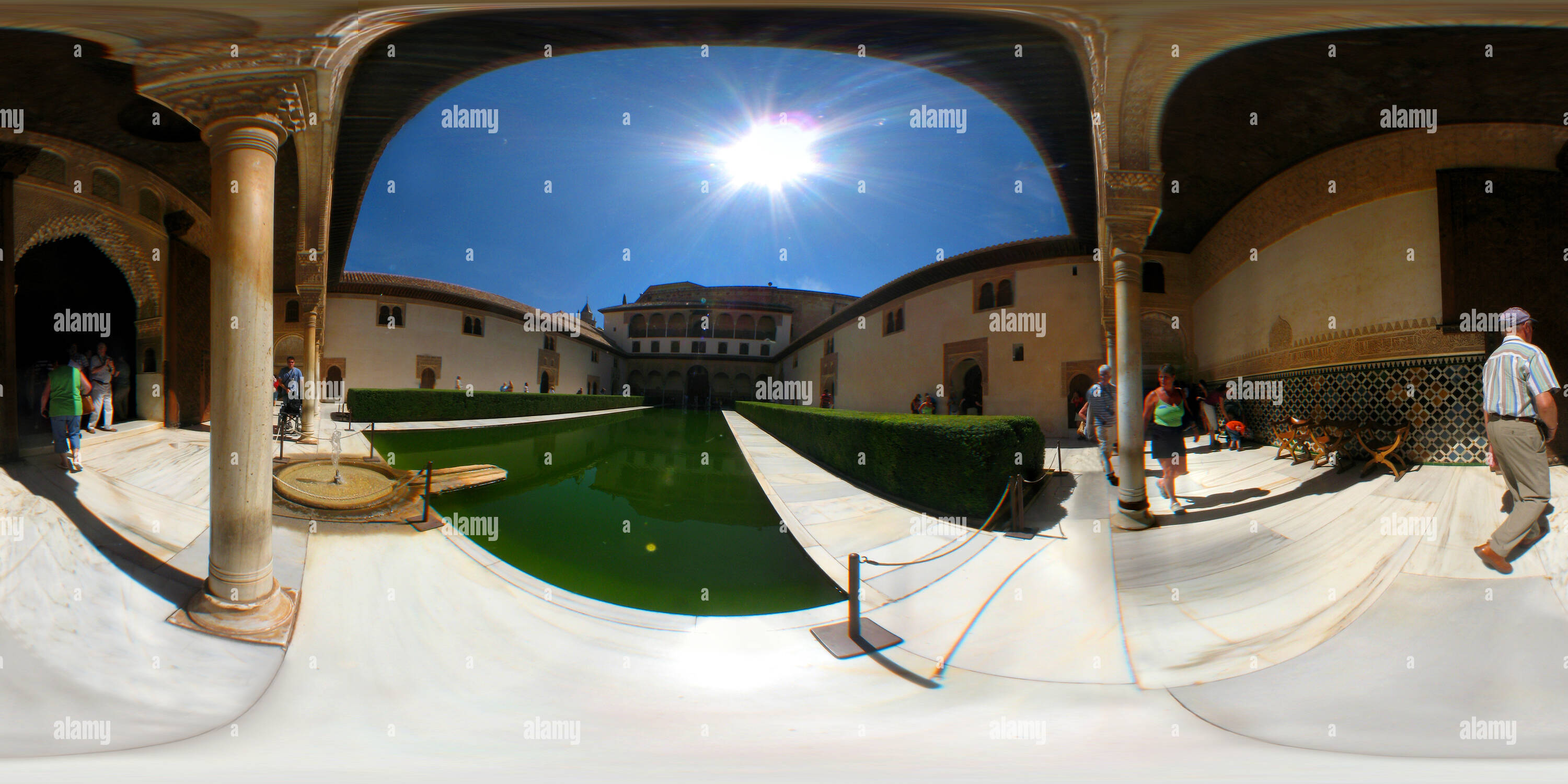 360° view of Alhambra Palace, the pool, Granada - Alamy