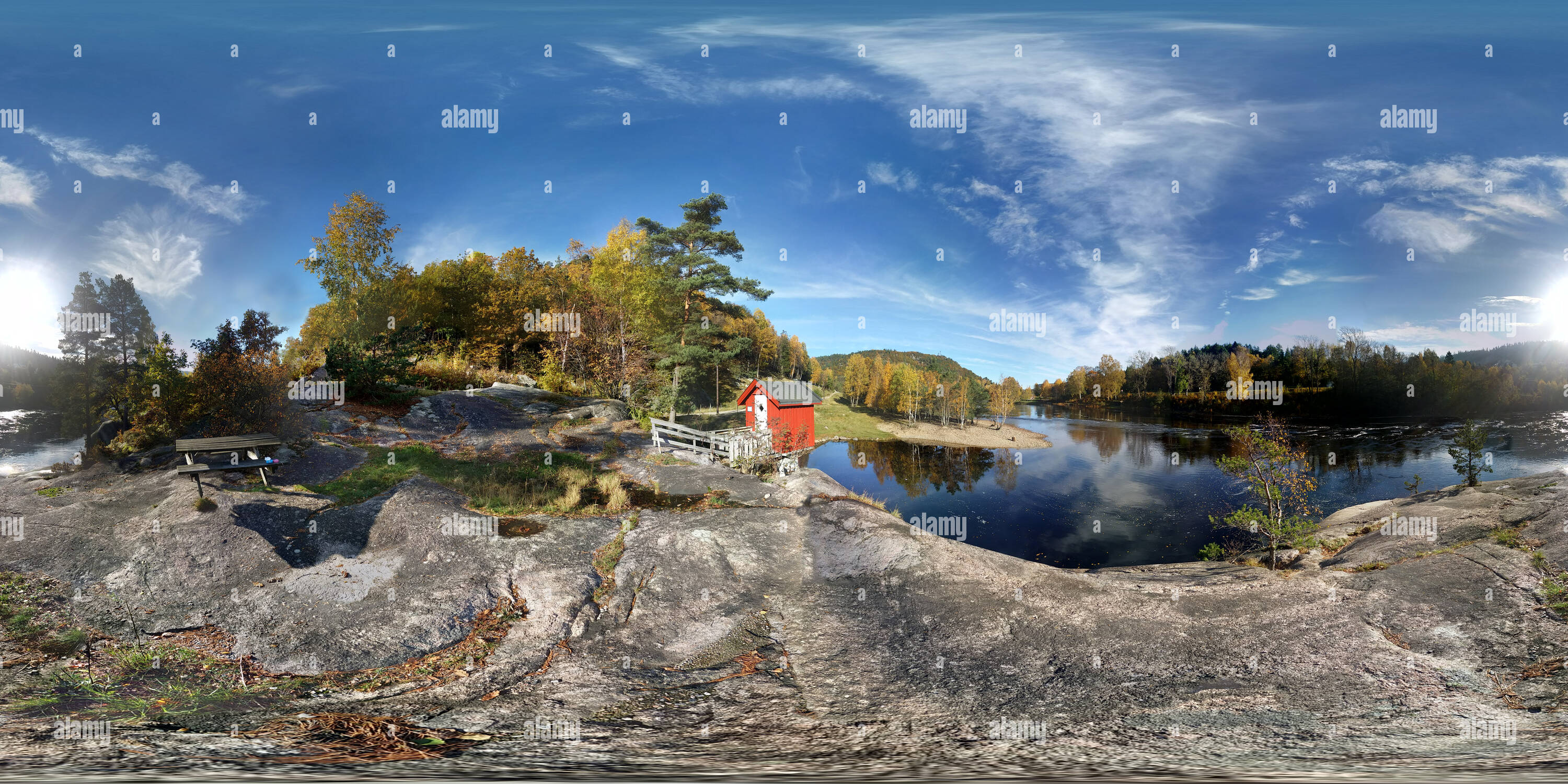 360° view of Badeplass ved elva Otra - Alamy