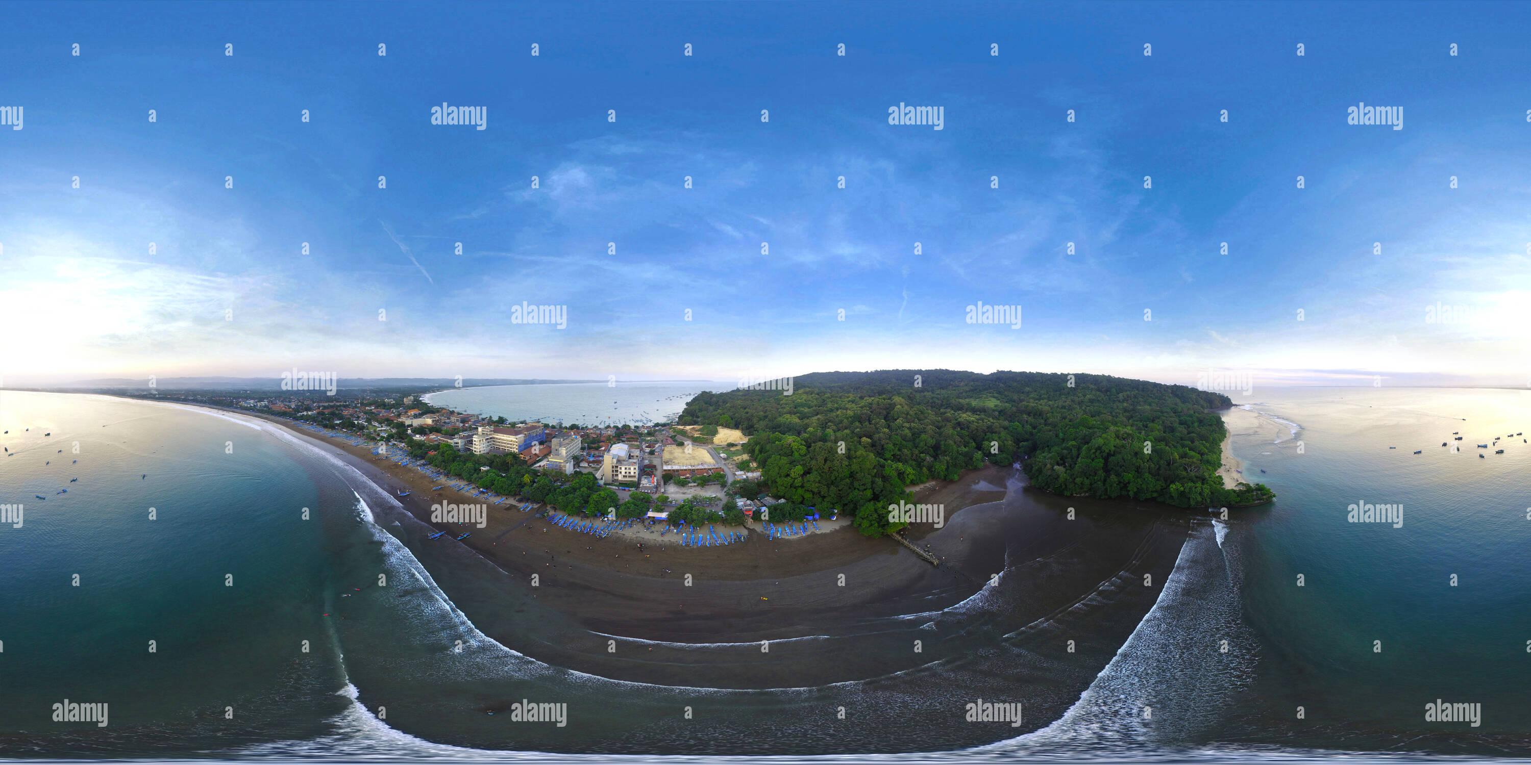 360° view of Pangandaran Beach 360 Panoramic Aerial - Alamy