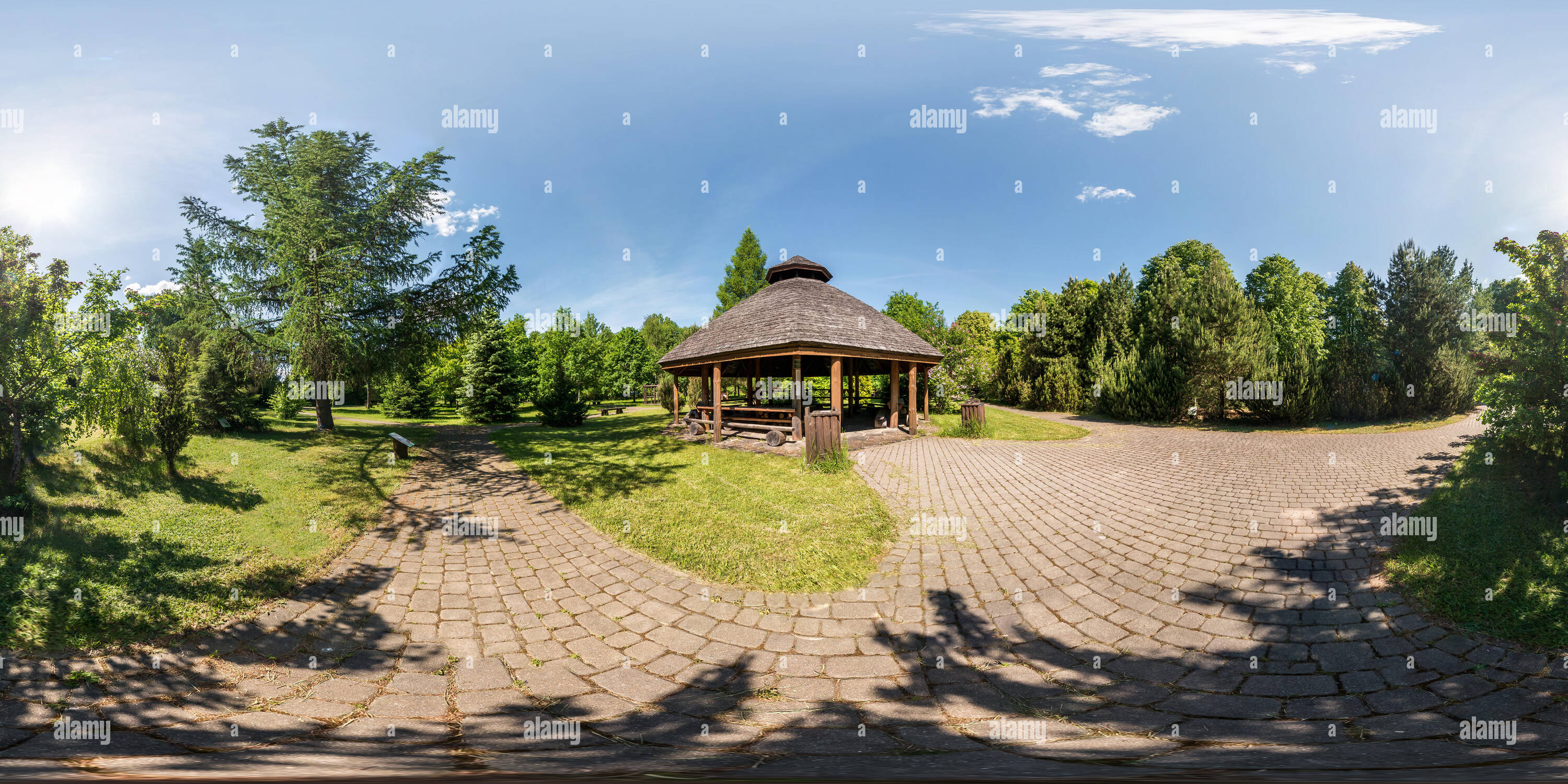 360° view of full seamless panorama 360 by 180 angle view on gazebo in ...