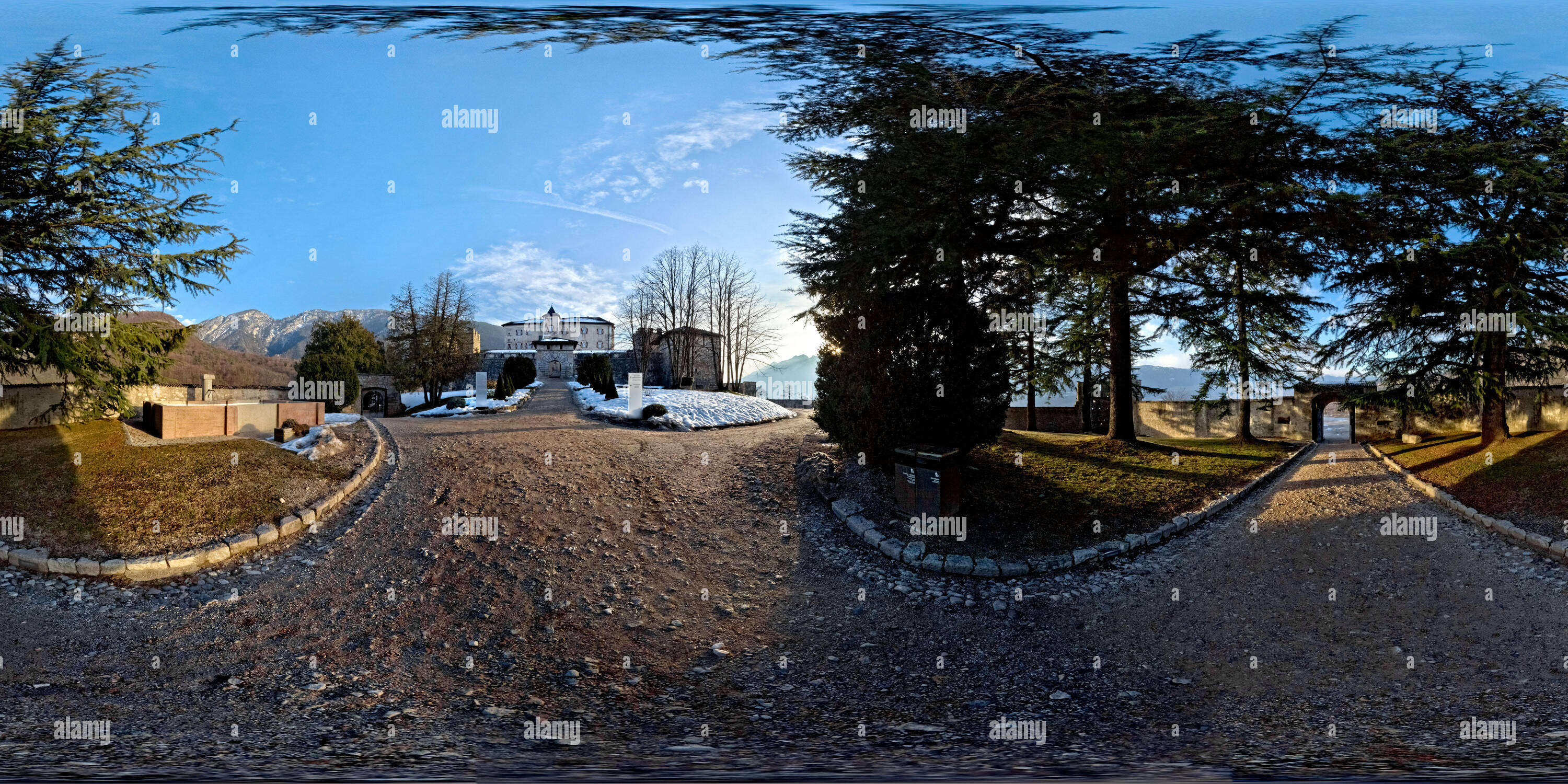 360° view of The garden of Thun Castle. Non valley, Trentino, Italy ...