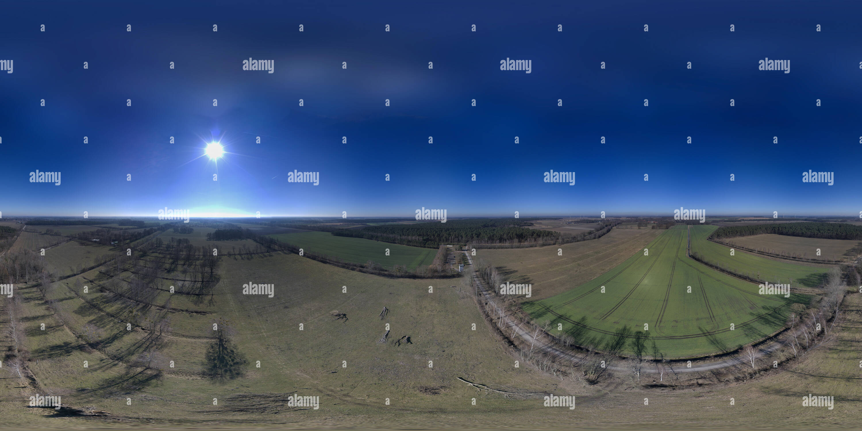360° view of Spherical panorama from composite aerial photographs of ...