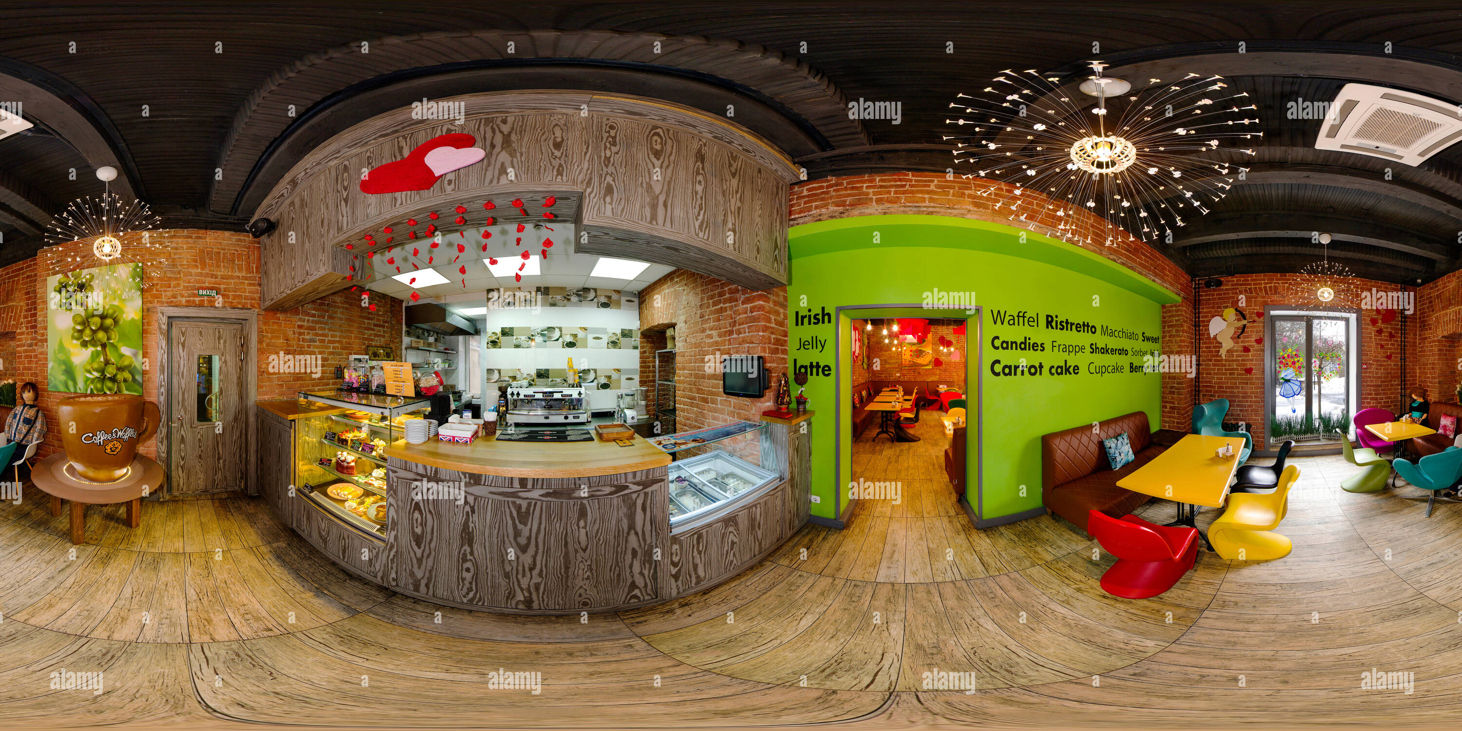 360° view of The cafe hall in a restaurant complex - Alamy