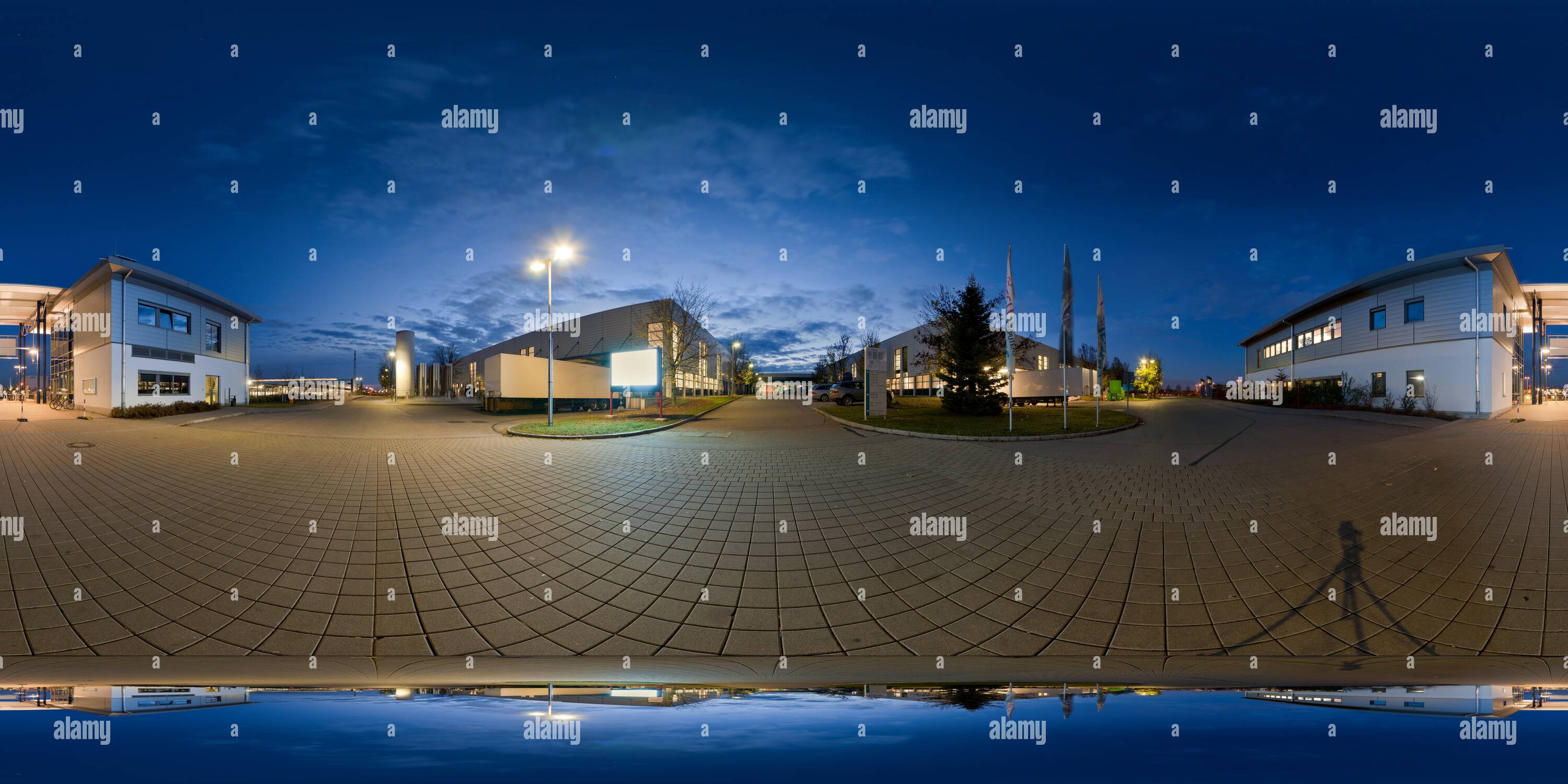 360° view of Augsburg Fujitsu Factory Entrance At Night - Alamy