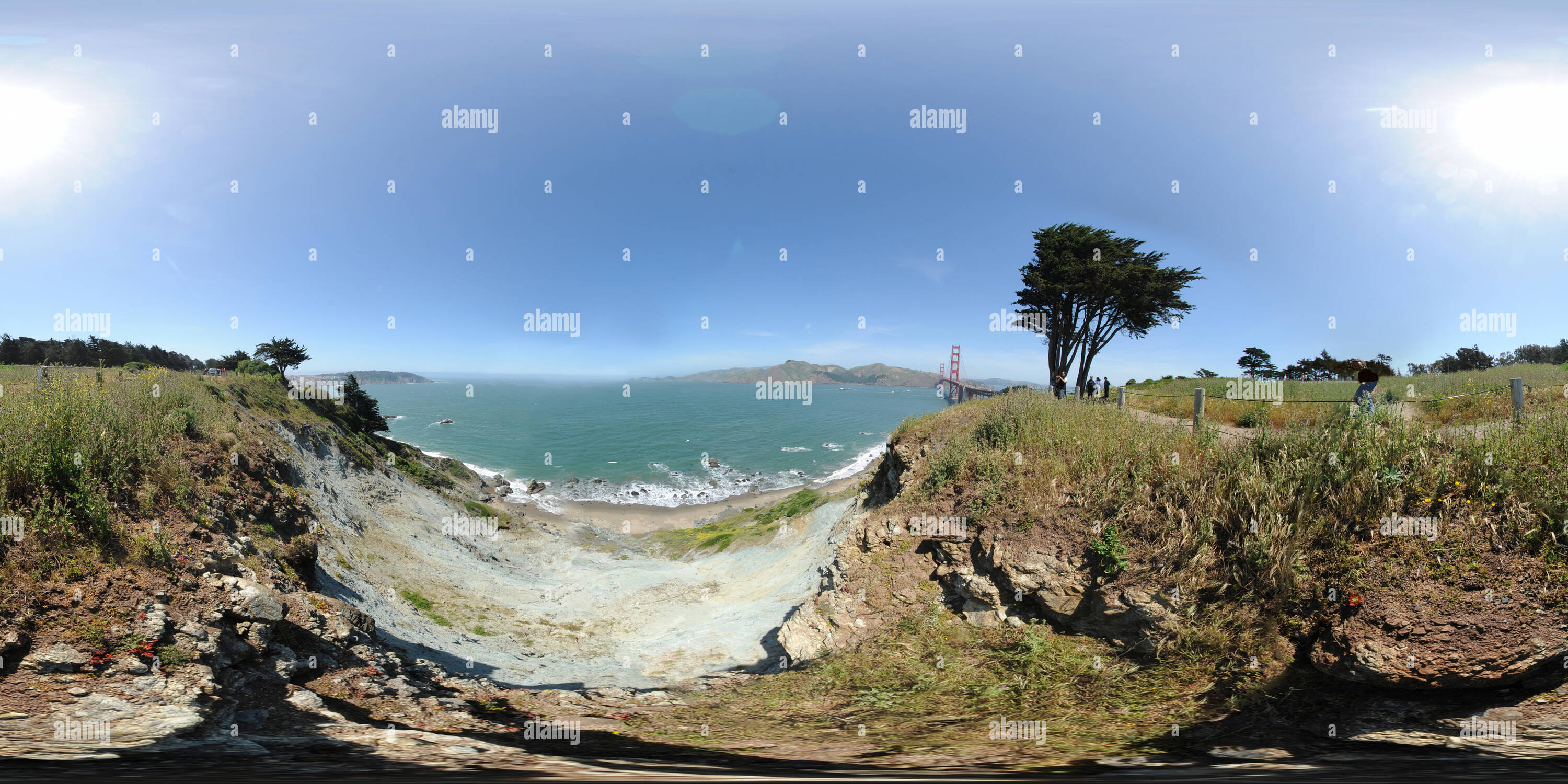 360° view of New View of Golden Gate Bridge, cliffs, Pacific, Ocean - Alamy