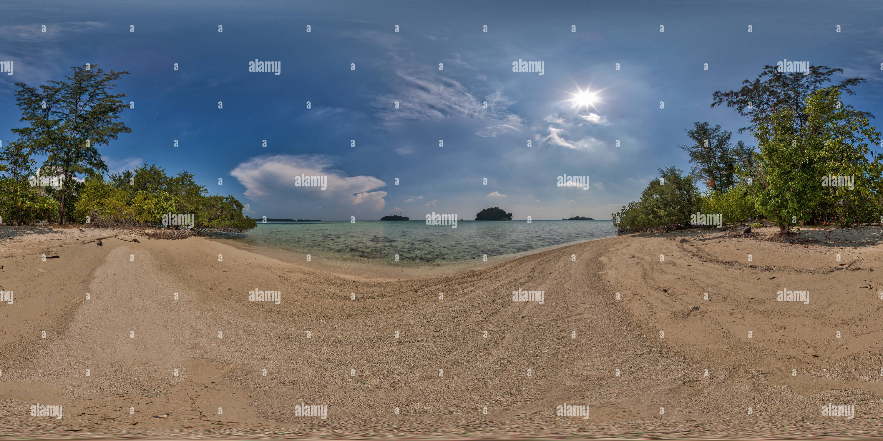 360° view of Tiger Island - Macan Kecil West Beach - Alamy
