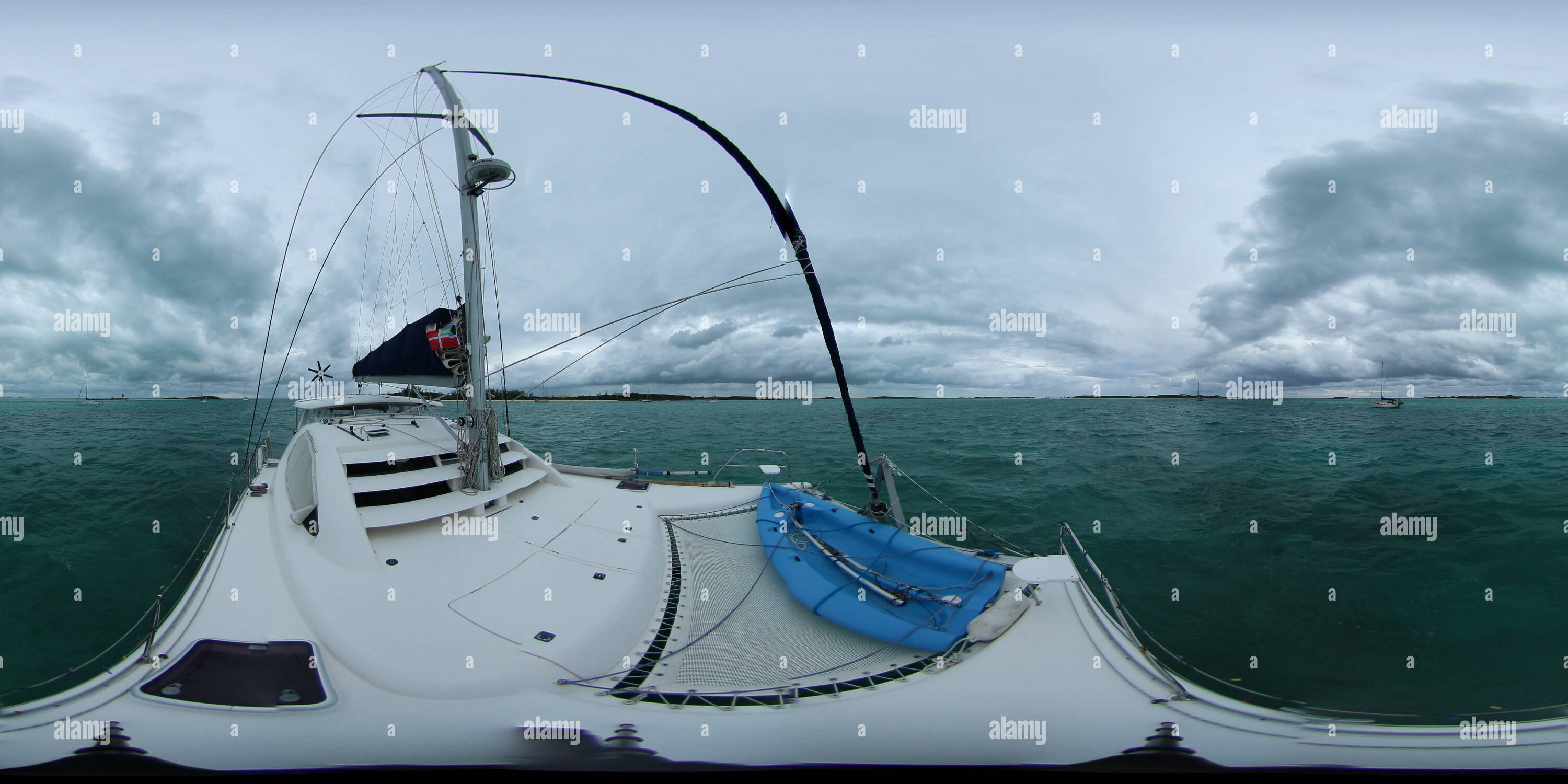 360° view of Normans Cay Inside Anchorage, Exumas, Bahamas - Alamy