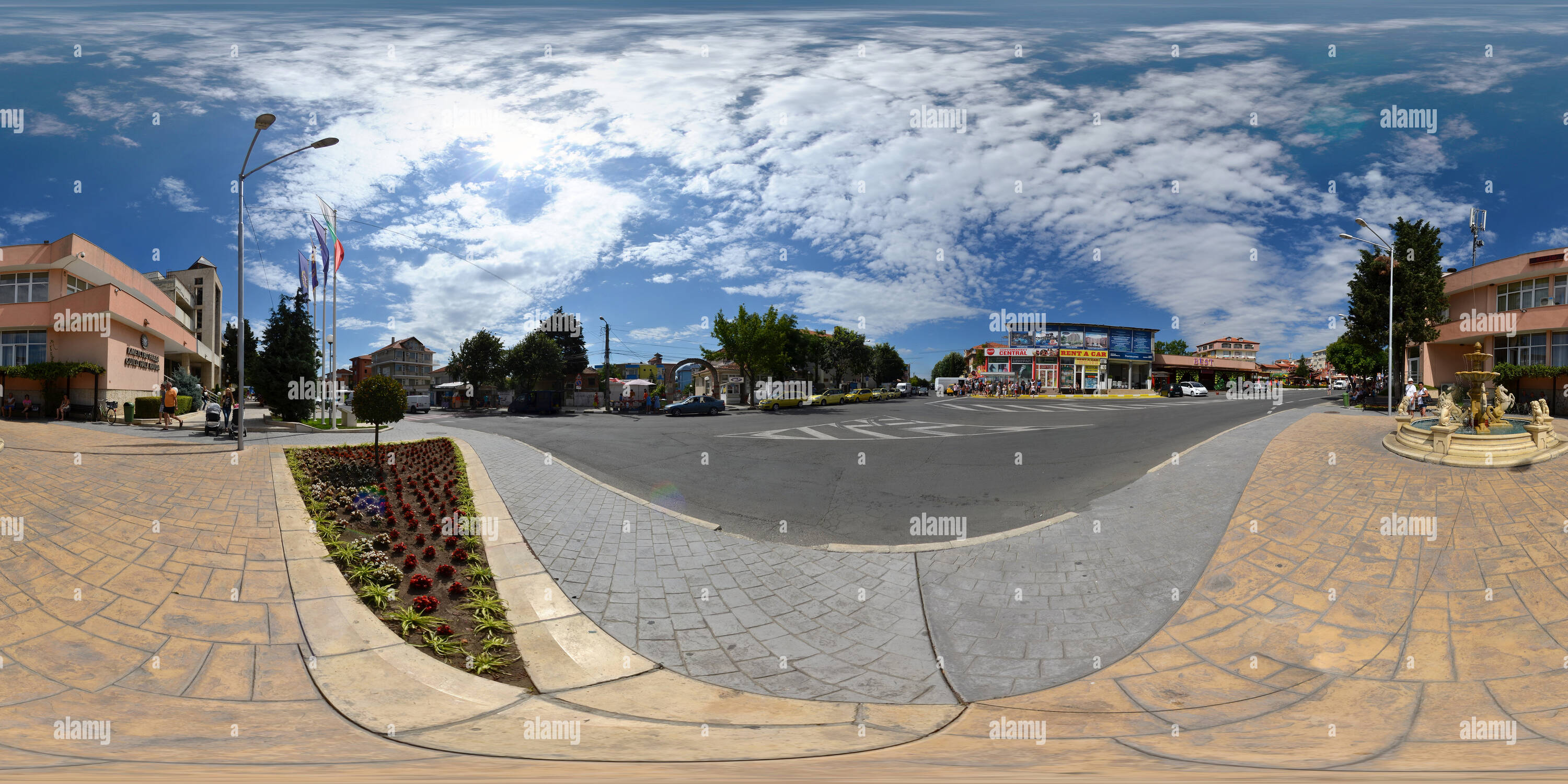 360° view of Central square of village Ravda - Alamy