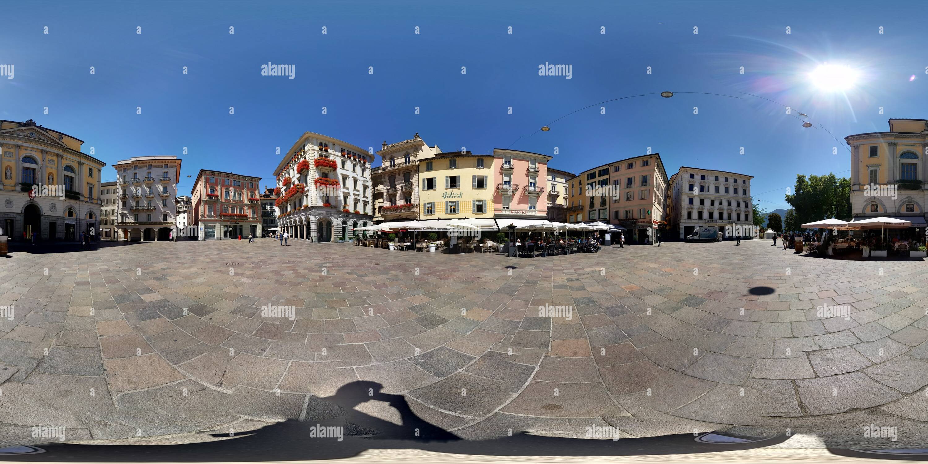 360° view of Piazza Riforma, Lugano - Alamy