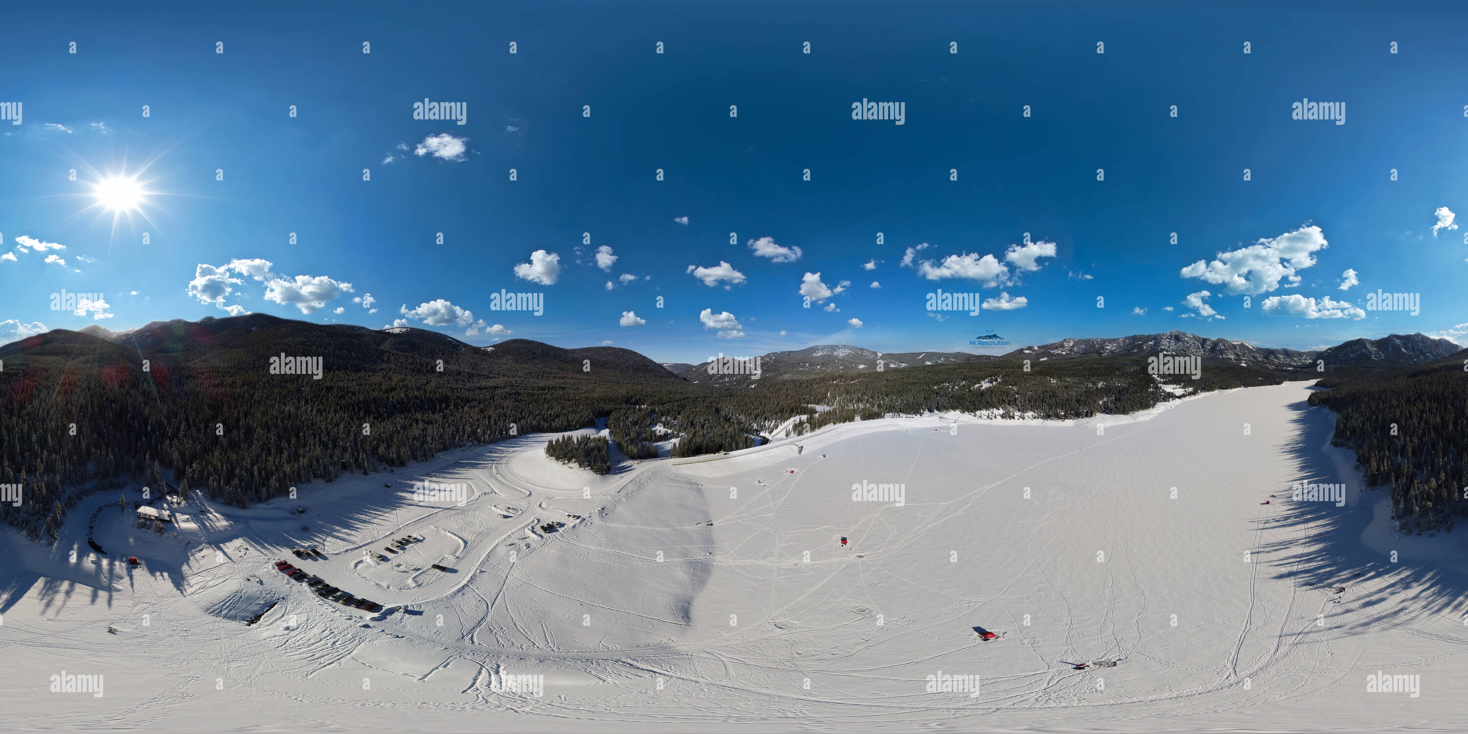 360° view of Hyalite Reservoir Ice Fishing - Alamy