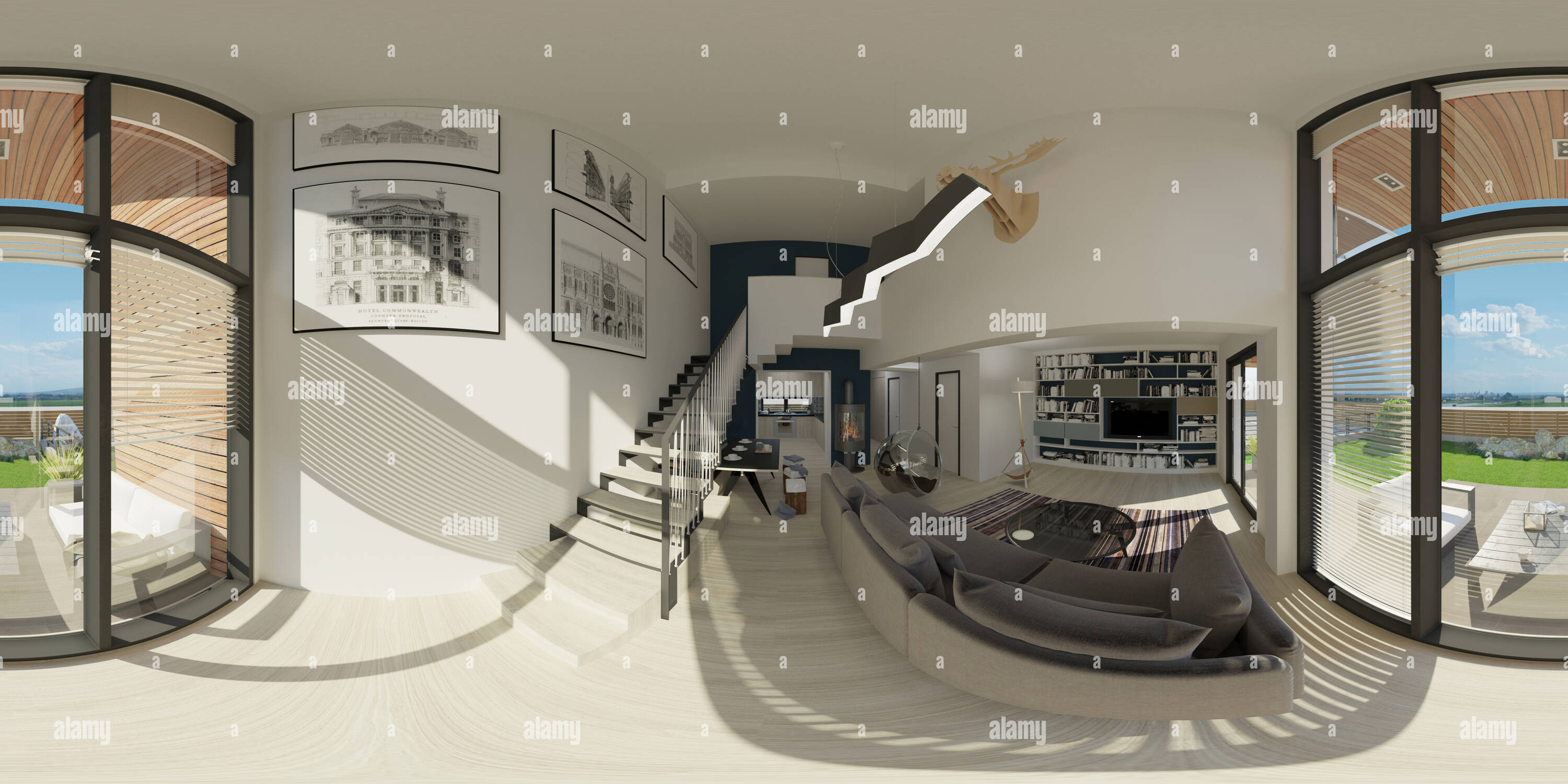 360° view of arch. Dan Goaga interior design - Alamy