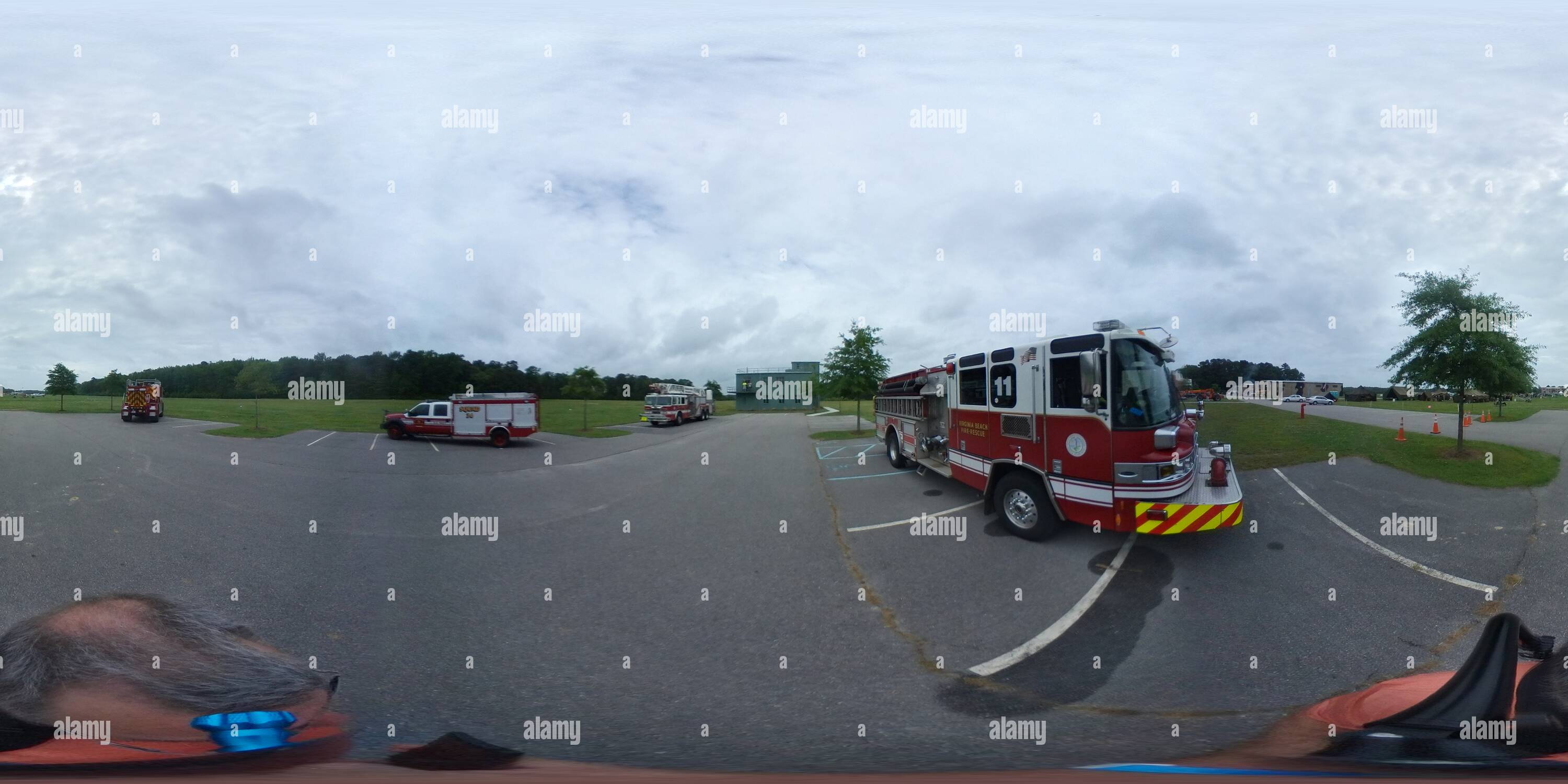 360° view of Fire trucks on airfield va beqch - Alamy