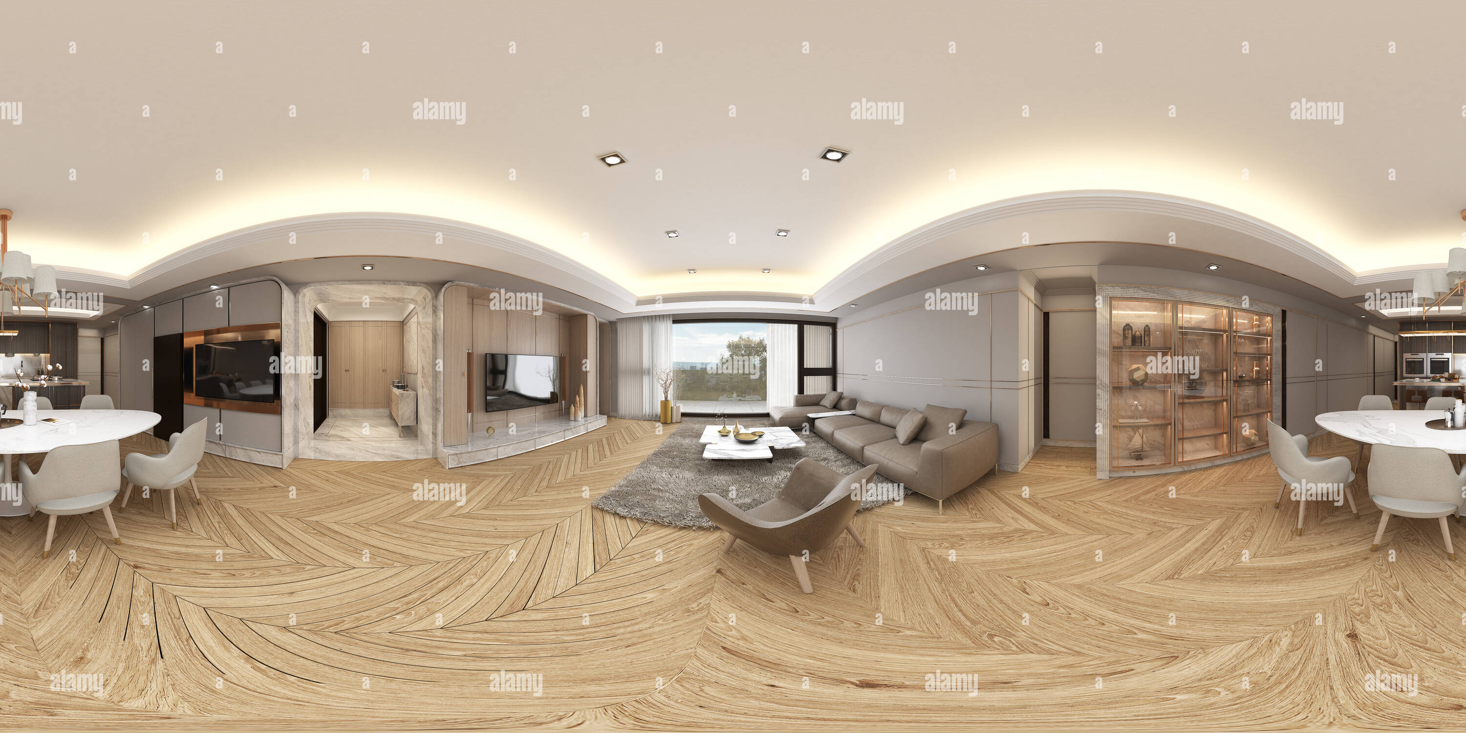 360° view of Wing interior living room - Alamy