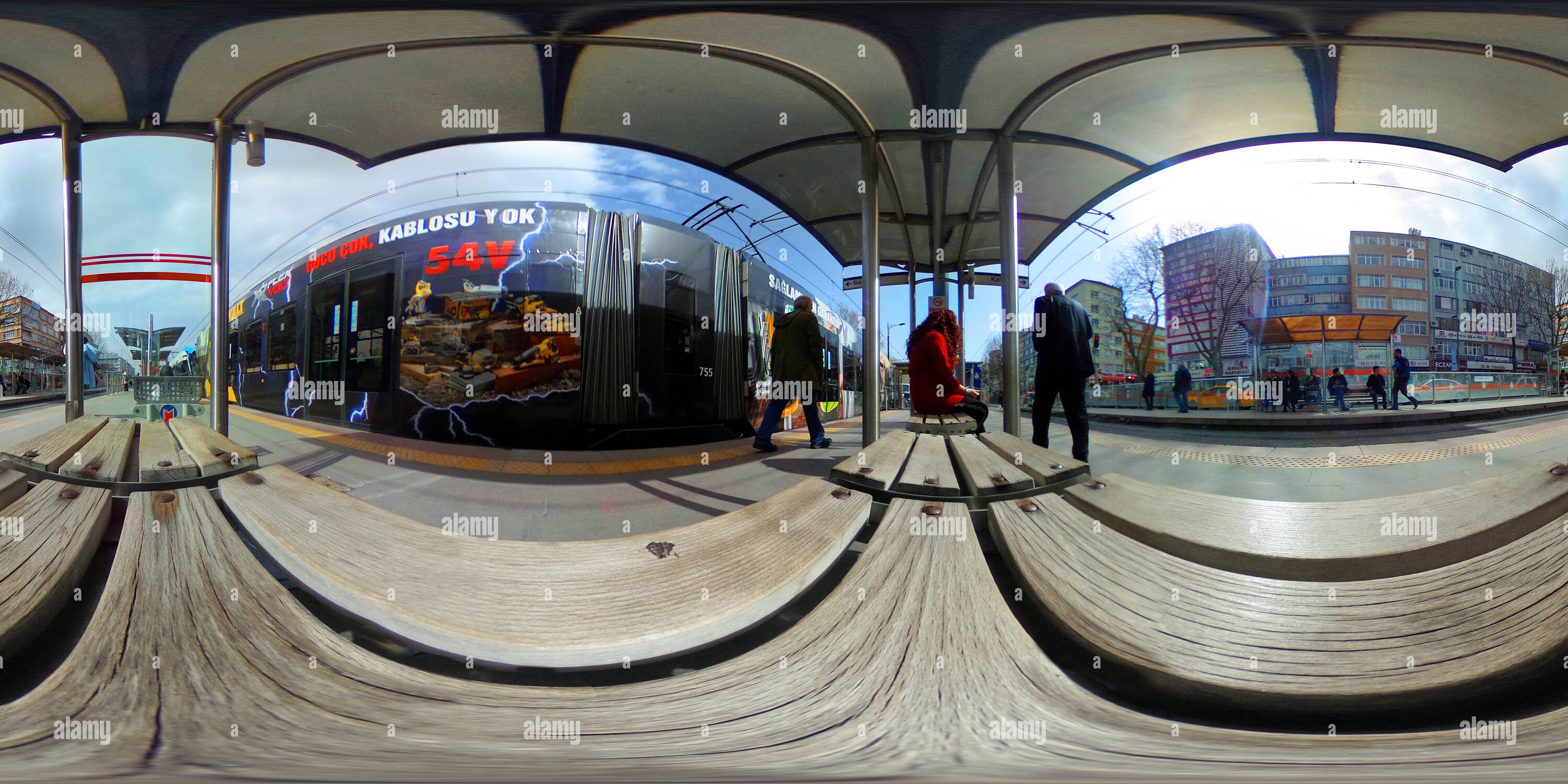 360° view of Capa tram station, Istanbul - Alamy