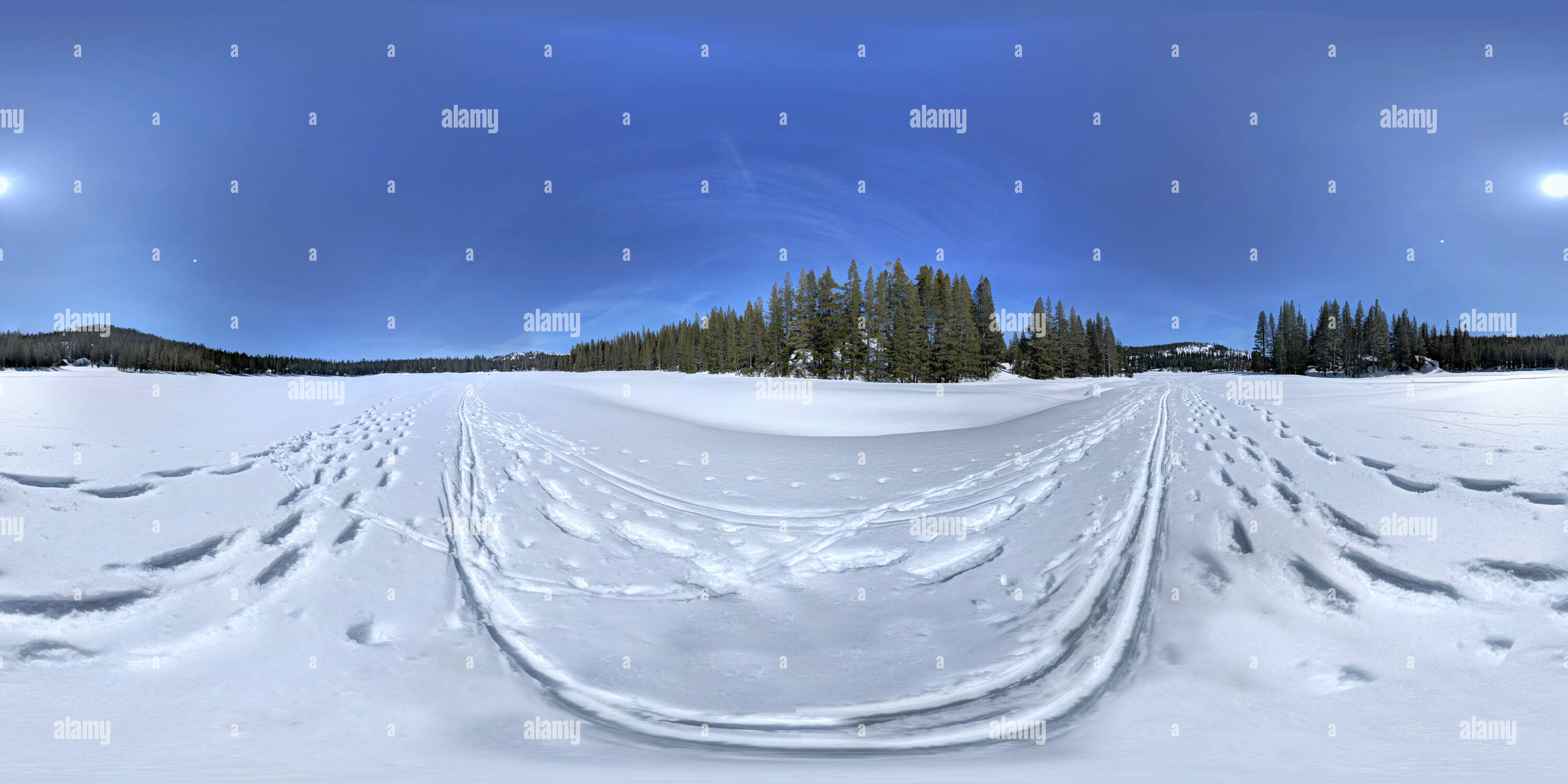 360° view of 360 Spherical pano of snow covered Lake Serena at Serene ...