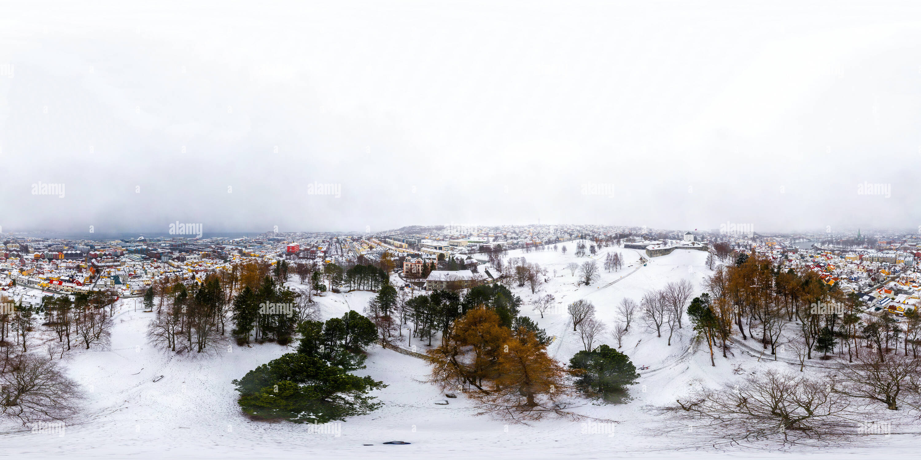 360° view of Trondheim, Norway. Panoramic aerial view of the city ...