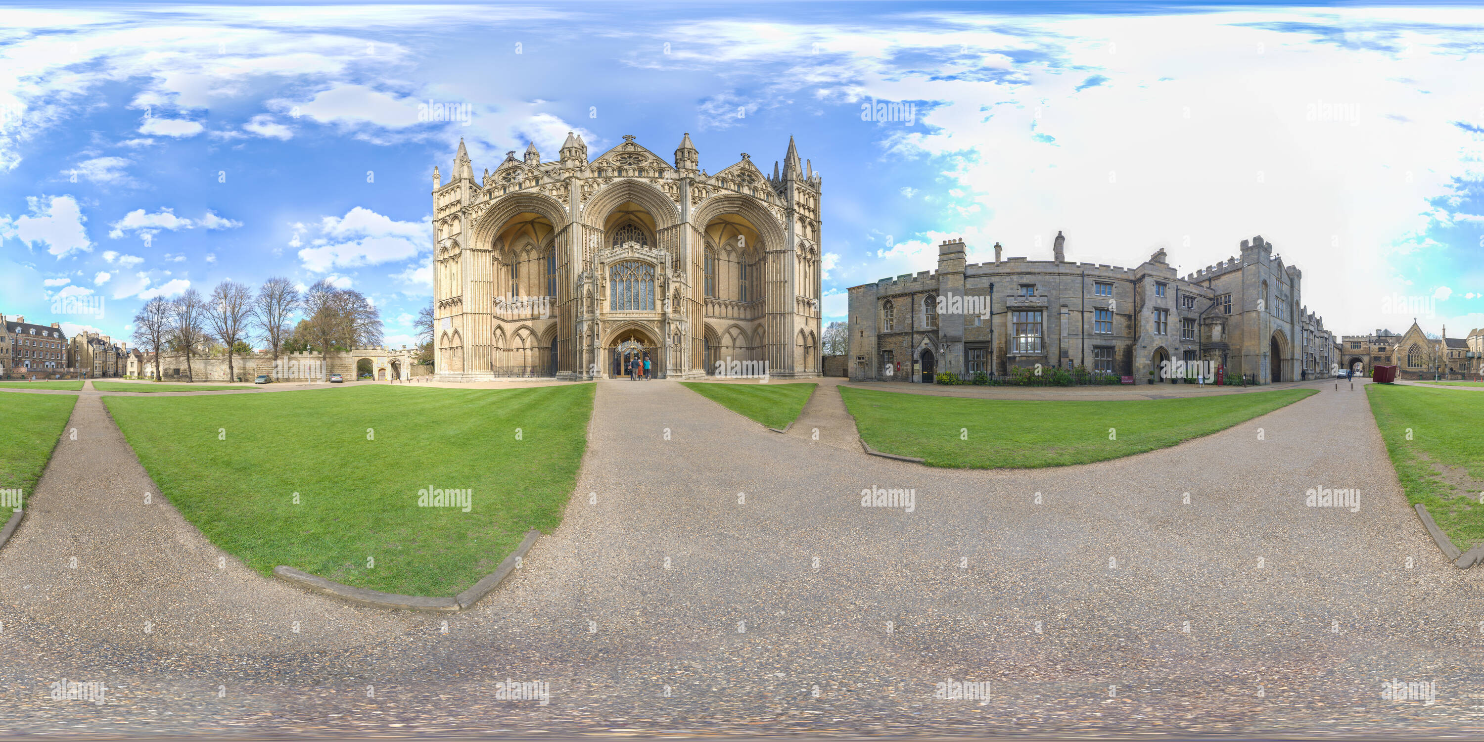 360° view of West front and precincts of Peterborough cathedral ...