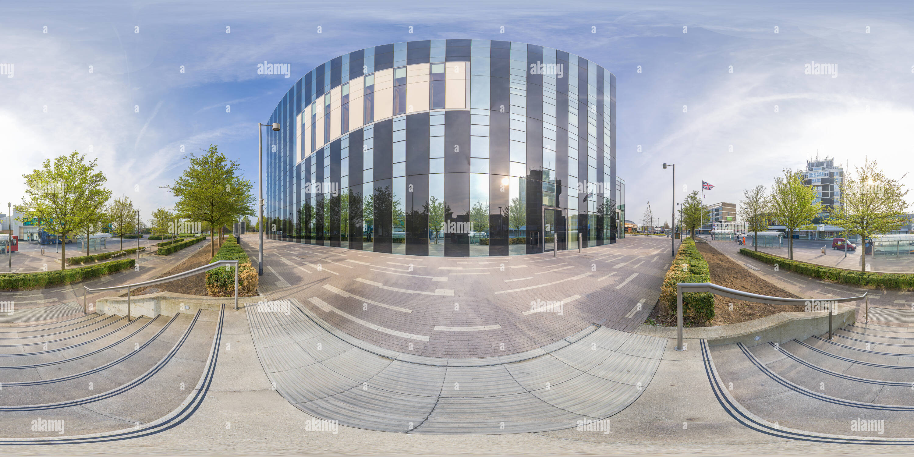 360° view of The modern, glass and steel, local government building ...