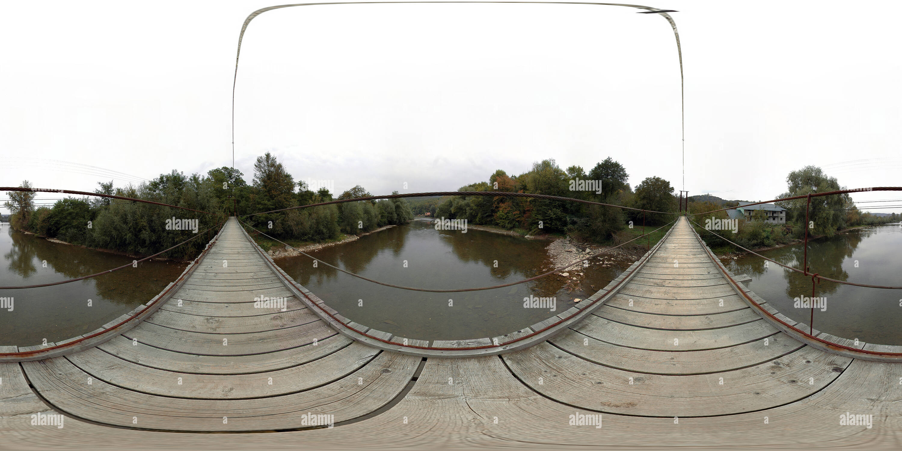 360° view of Suspended Bridge, Remecioara, Romania - Alamy