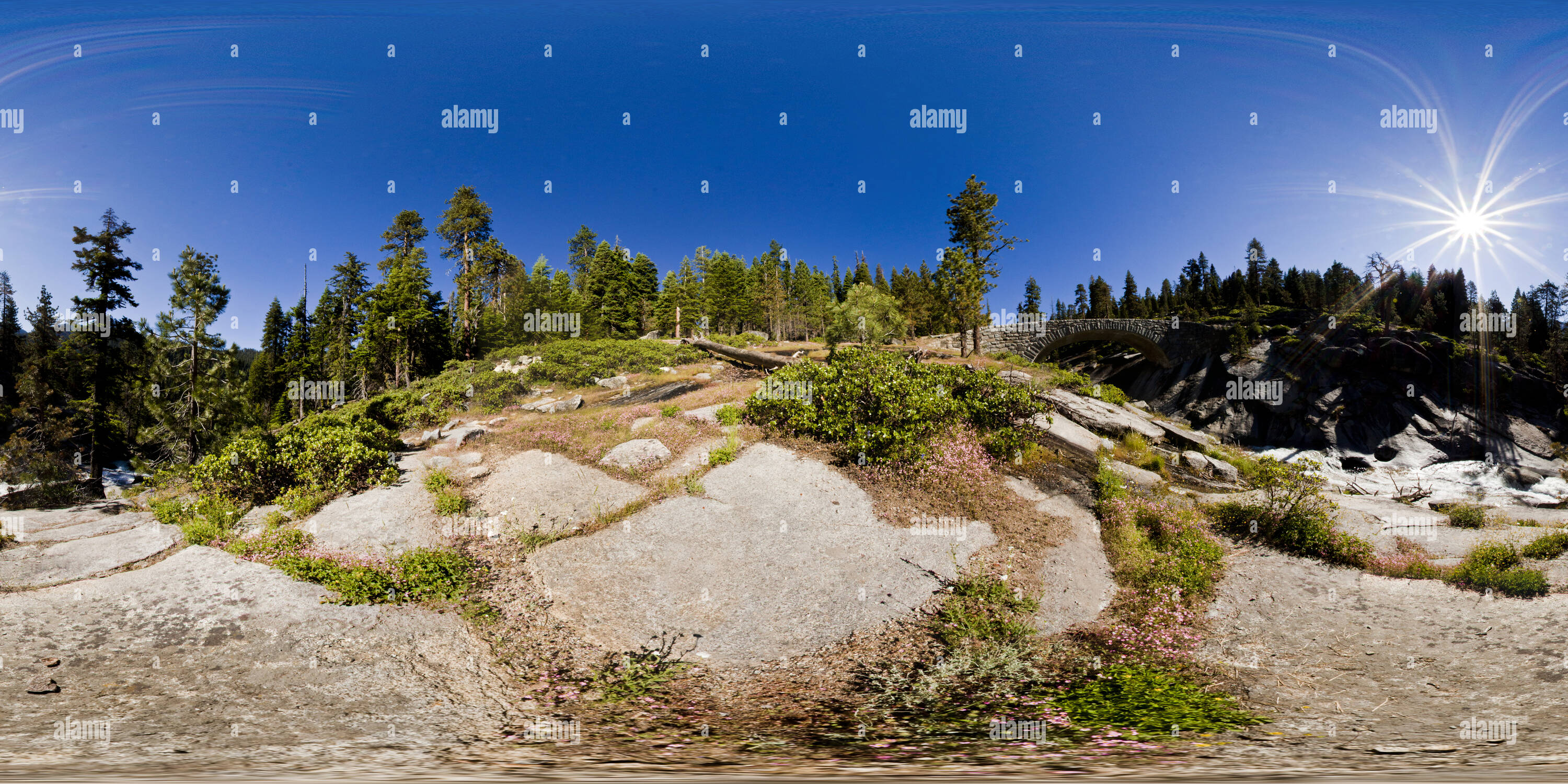 360° view of Clover Creek Bridge, Sequoia National Park, California ...